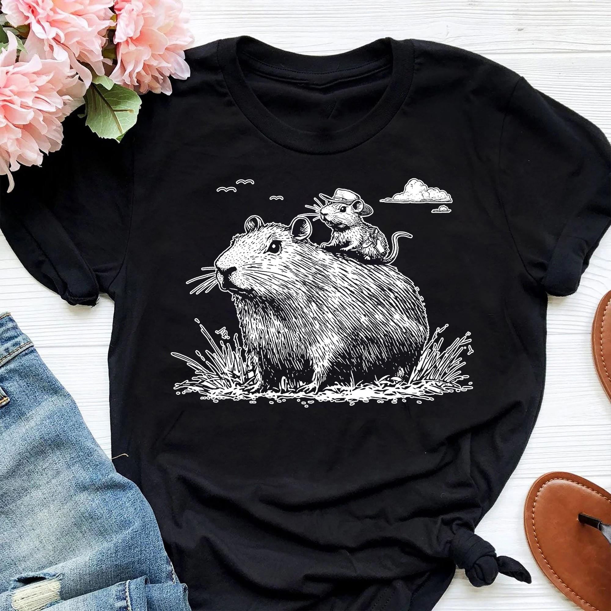 Capybara and Mouse Shirt, Cowboy Mouse Shirt, Cute Mouse Shirt, Funny ...