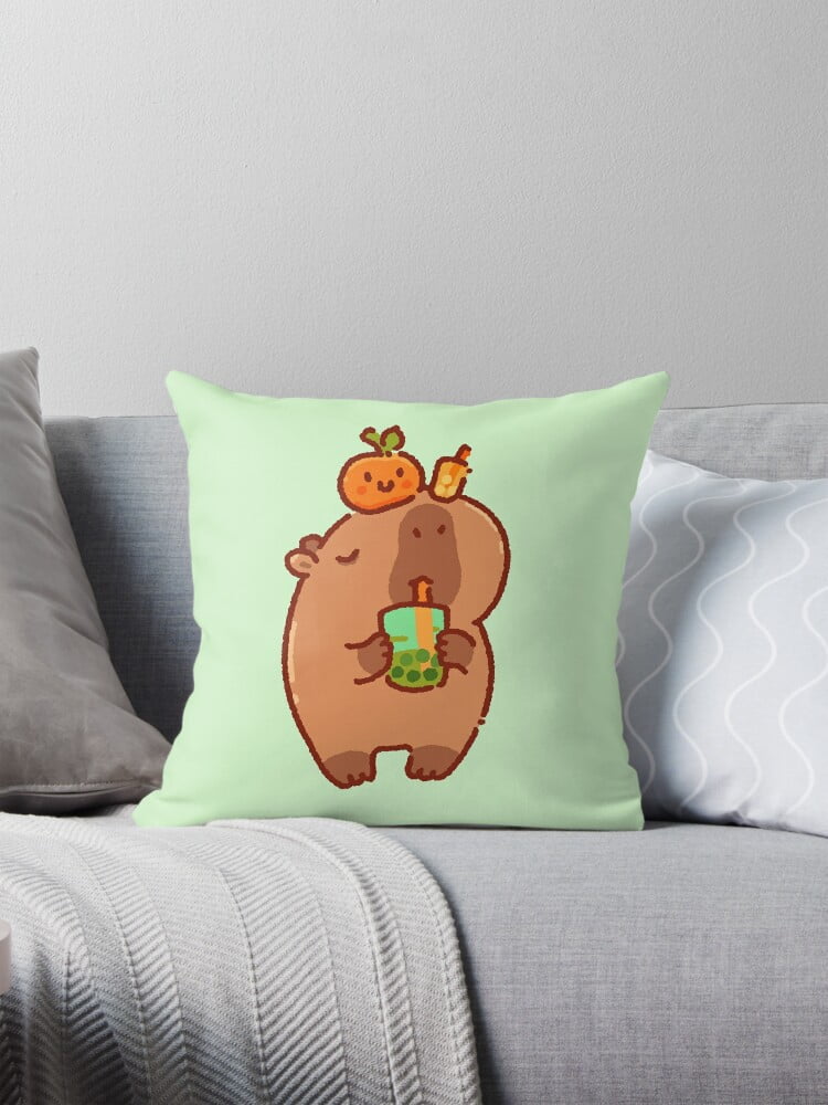 Capybara drinking boba, funny capybara illustration, cute cartoon ...