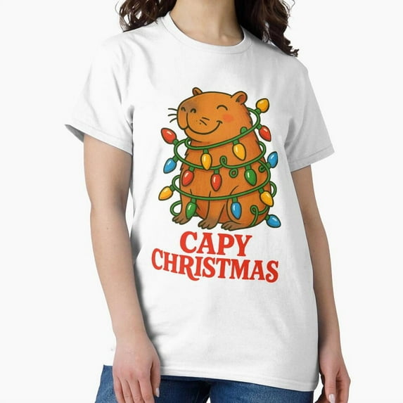 Capybara in Ugly Sweater Cute Cozy Winter Holiday Illustration Unisex T ...