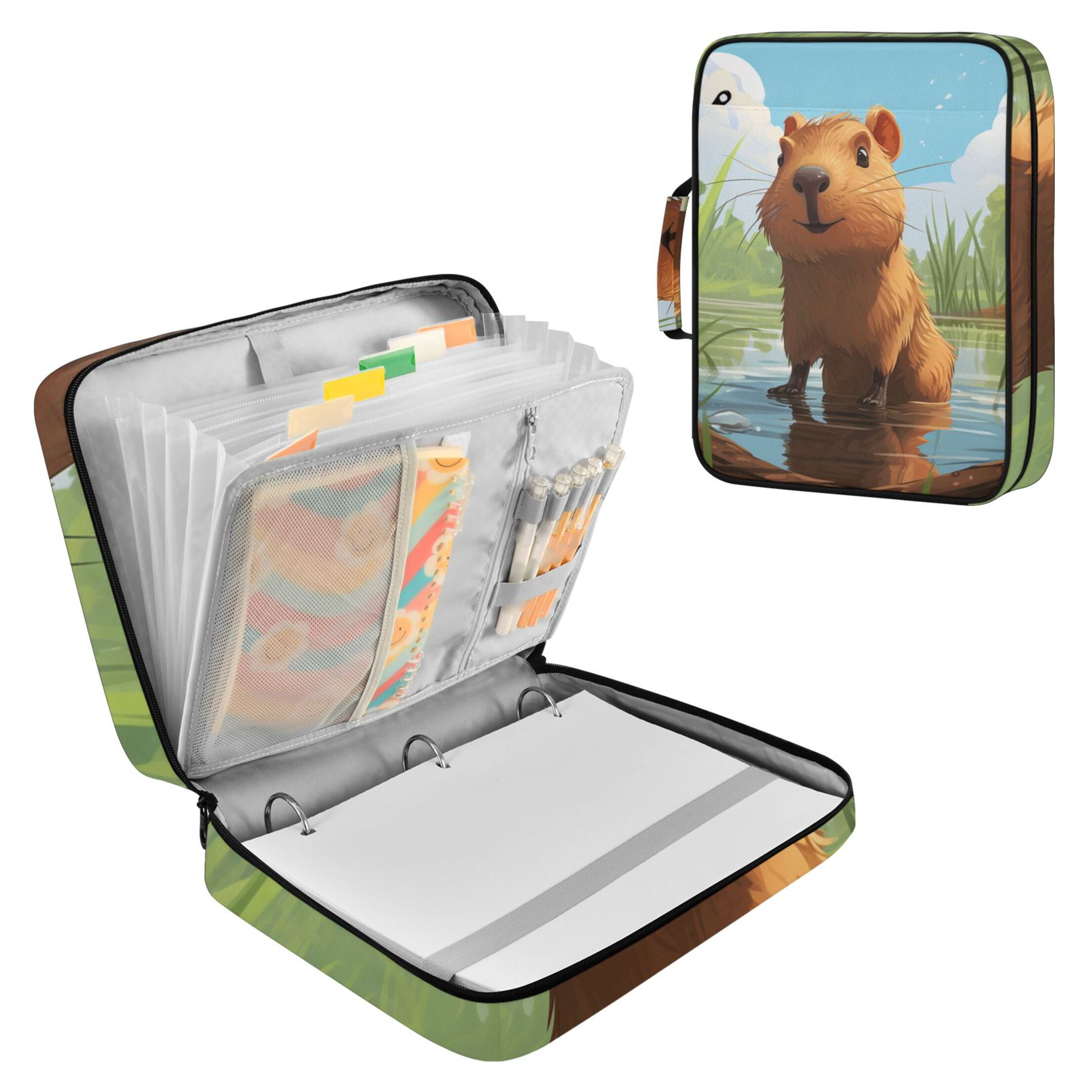Capybara in Water Accordion File Organizer Expanding File Folder 3-Ring ...