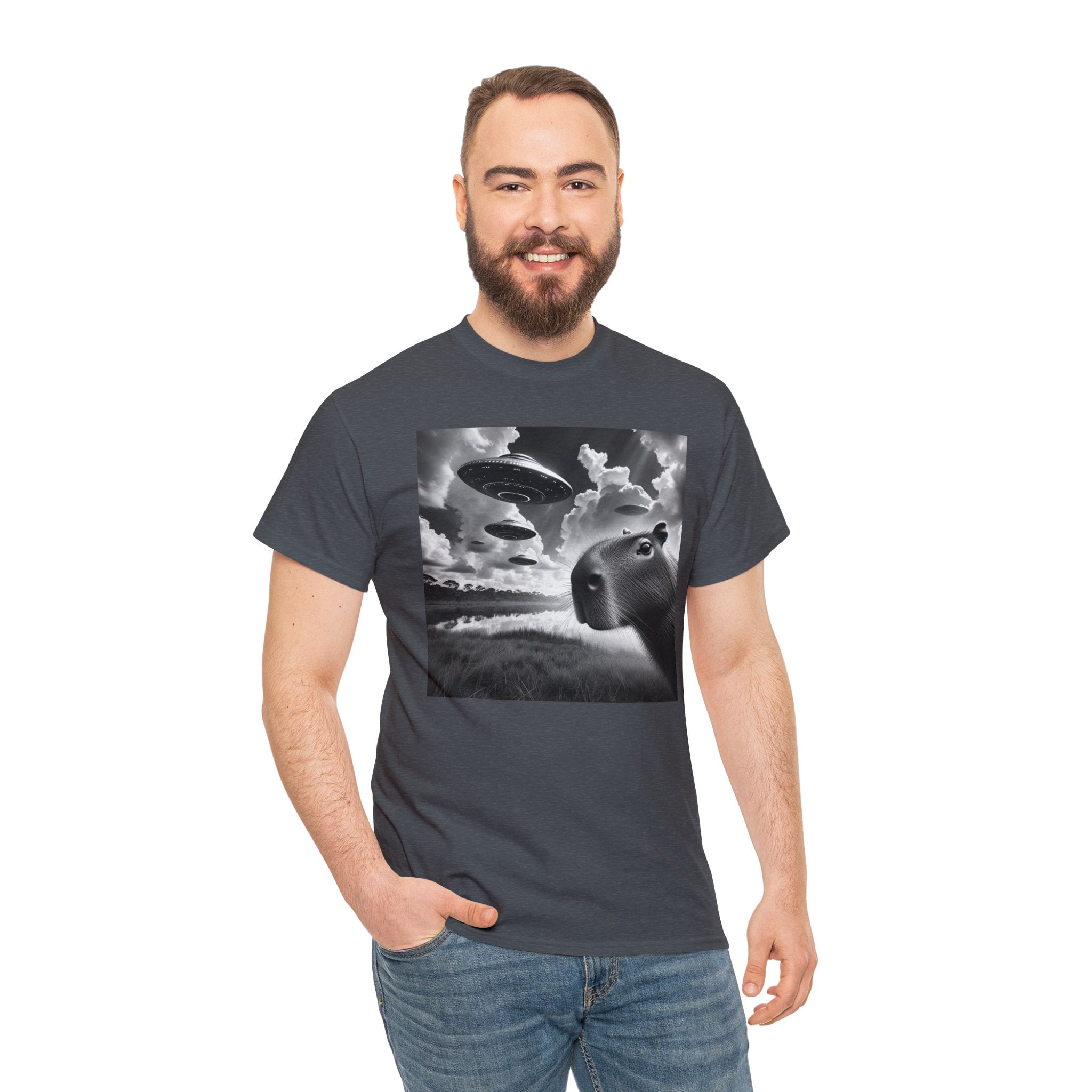 Capybara selfie with UFOs wired shirt-Funny humor shirt Unisex Cotton ...