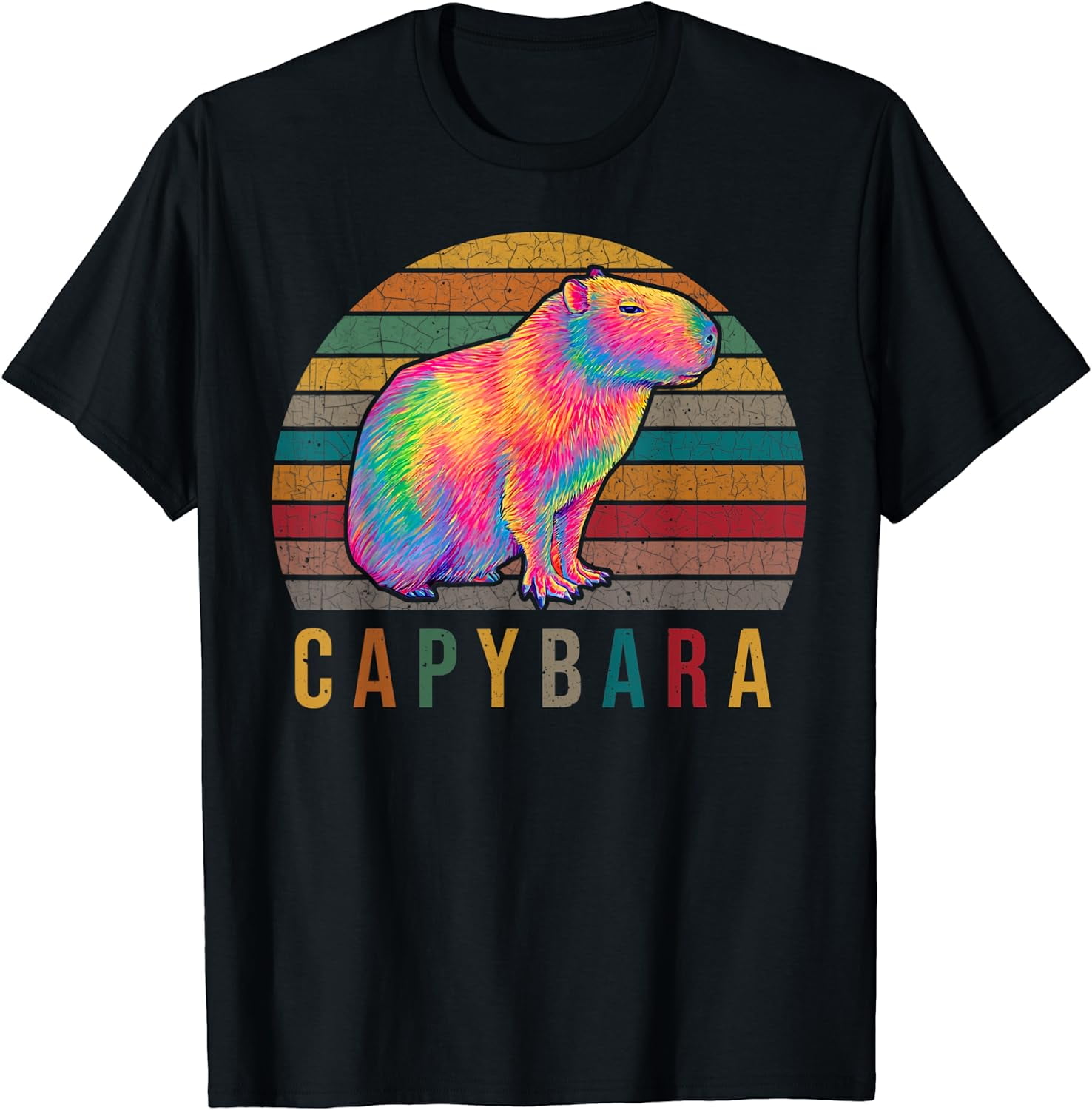 Capybara shirt 70s vintage sunset Capybara T-Shirt - Walmart.com