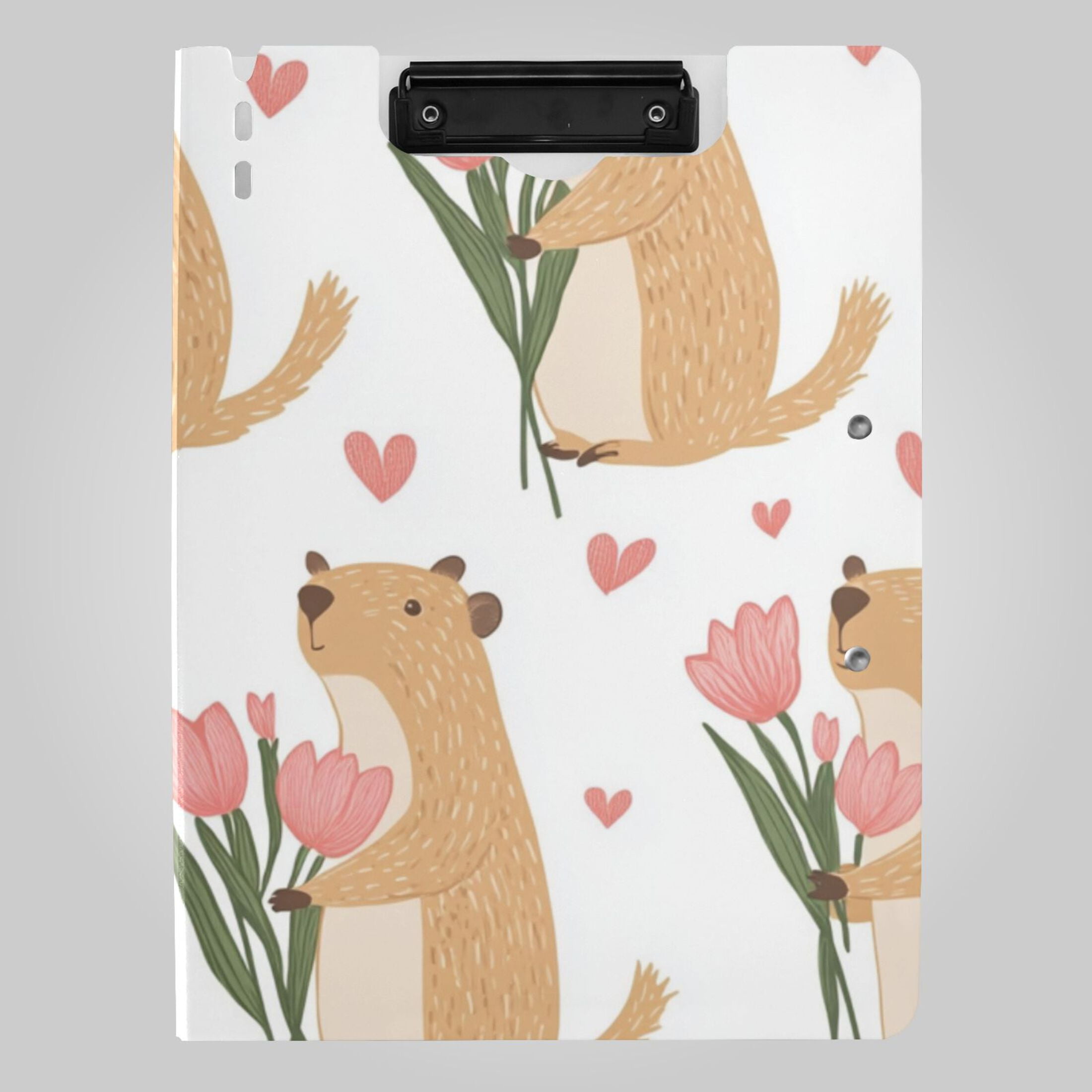 Capybara with Flowers Hearts Valentine Foldable Binder Folder Clipboard ...