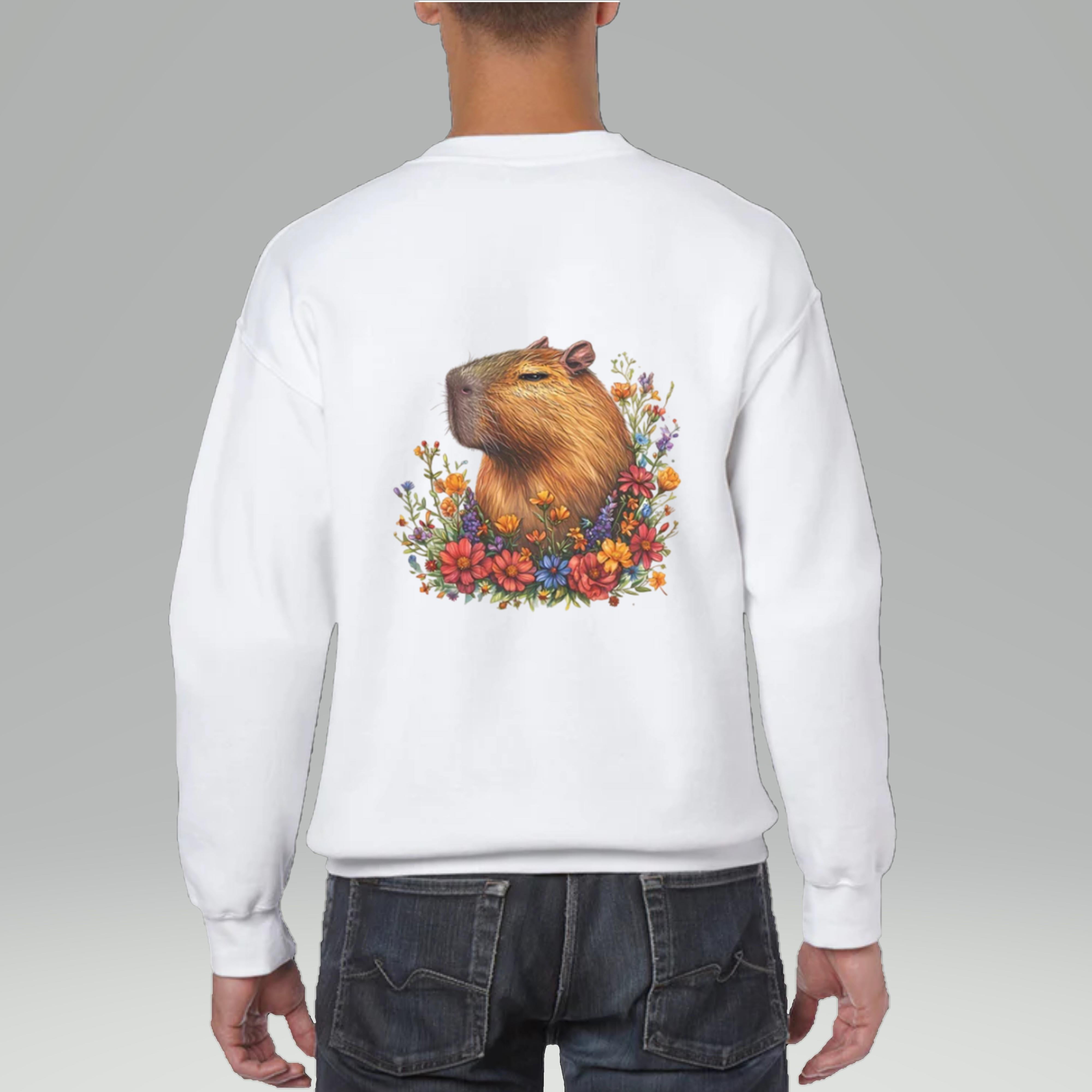 Capybara with Flowers Sweatshirt - Cute & Aesthetic for Animal Lovers A ...