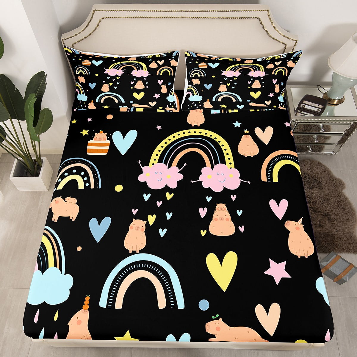 Capybaras Bed Sheets Twin Size, Cute Capybara Bedding Set For Kids ...