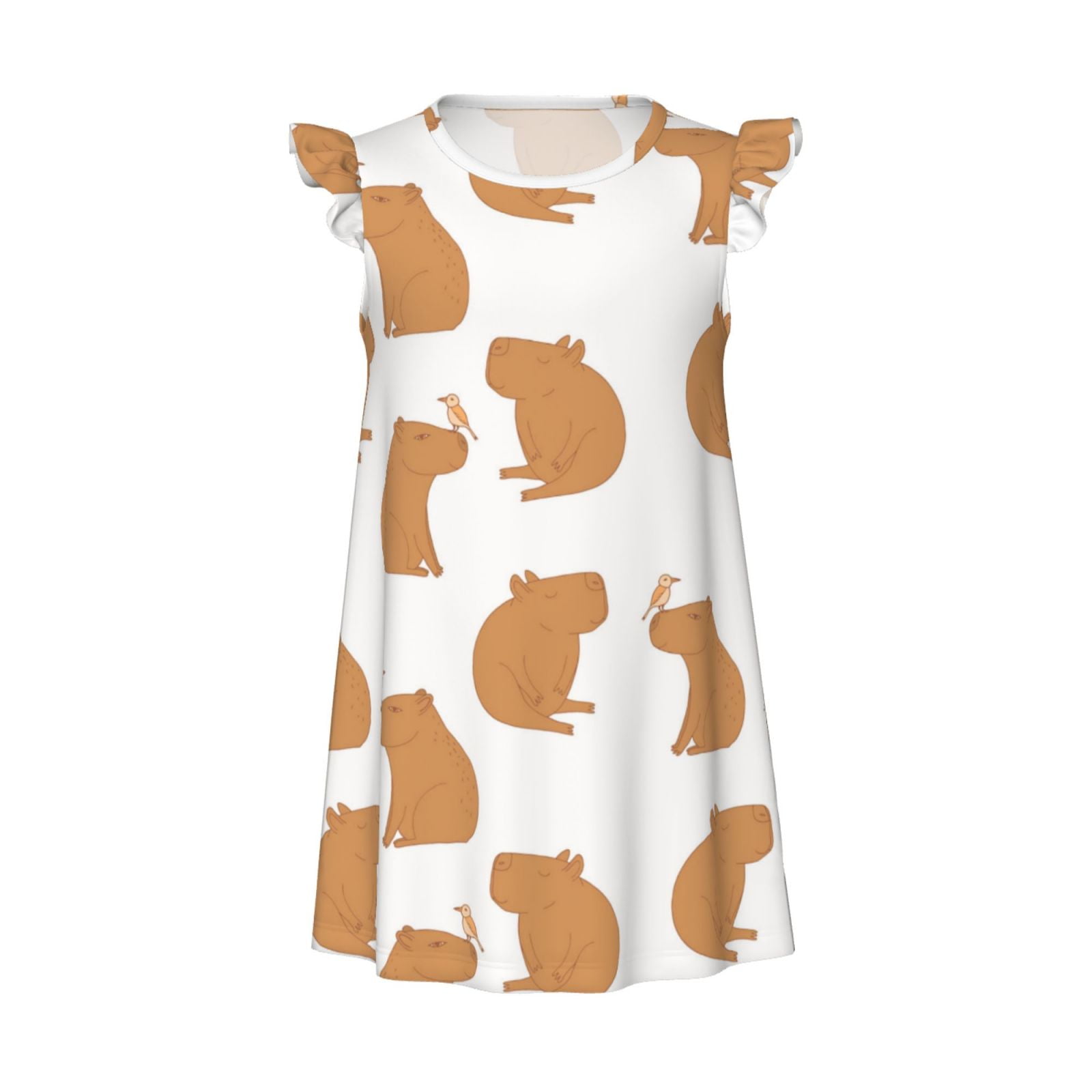 Capybaras Birds Girls Nightgowns, Pajamas for Girls, Soft Flutter Short ...