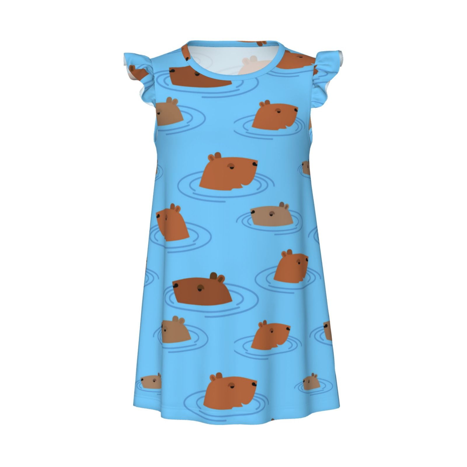Capybaras Blue Girls Nightgowns, Pajamas for Girls, Soft Flutter Short ...