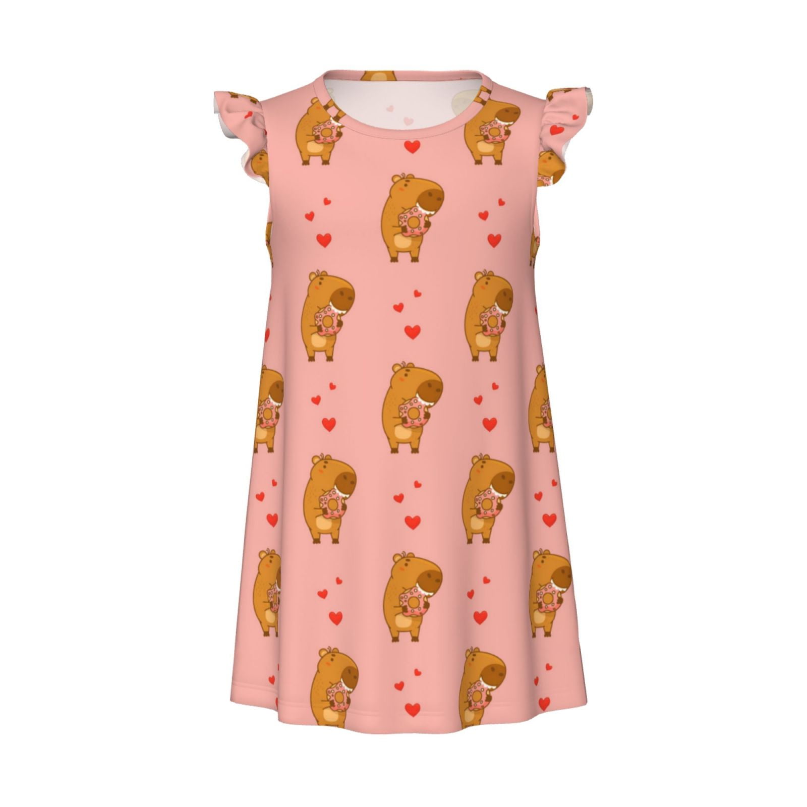 Capybaras Donut Girls Nightgowns, Pajamas for Girls, Soft Flutter Short ...