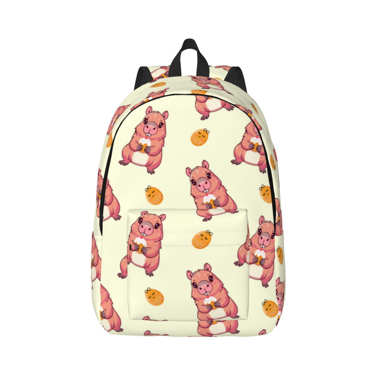Capybaras Easter Eggs Canvas Backpack, Backpack for School, Bookbag ...