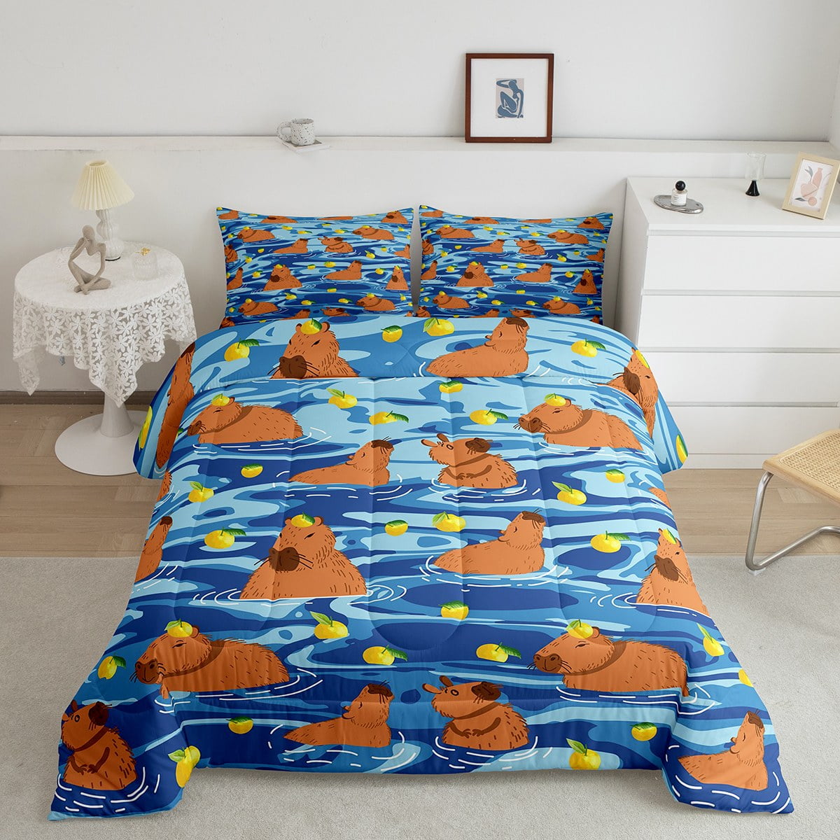 Capybaras Full Comforter Set Cute Capybara Comforter Set for Boys Girls ...
