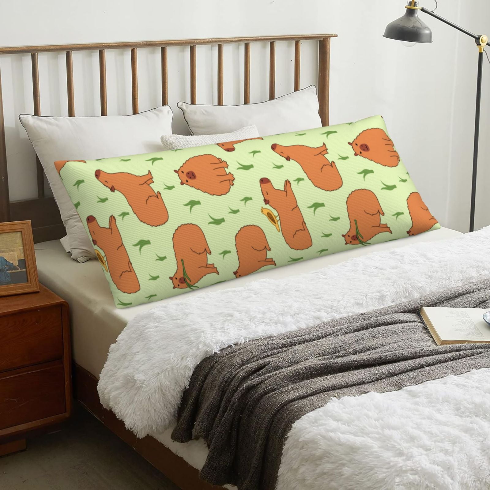 Capybaras Grass Body Pillow Cover, Long Pillow Cover with Zipper, Soft ...