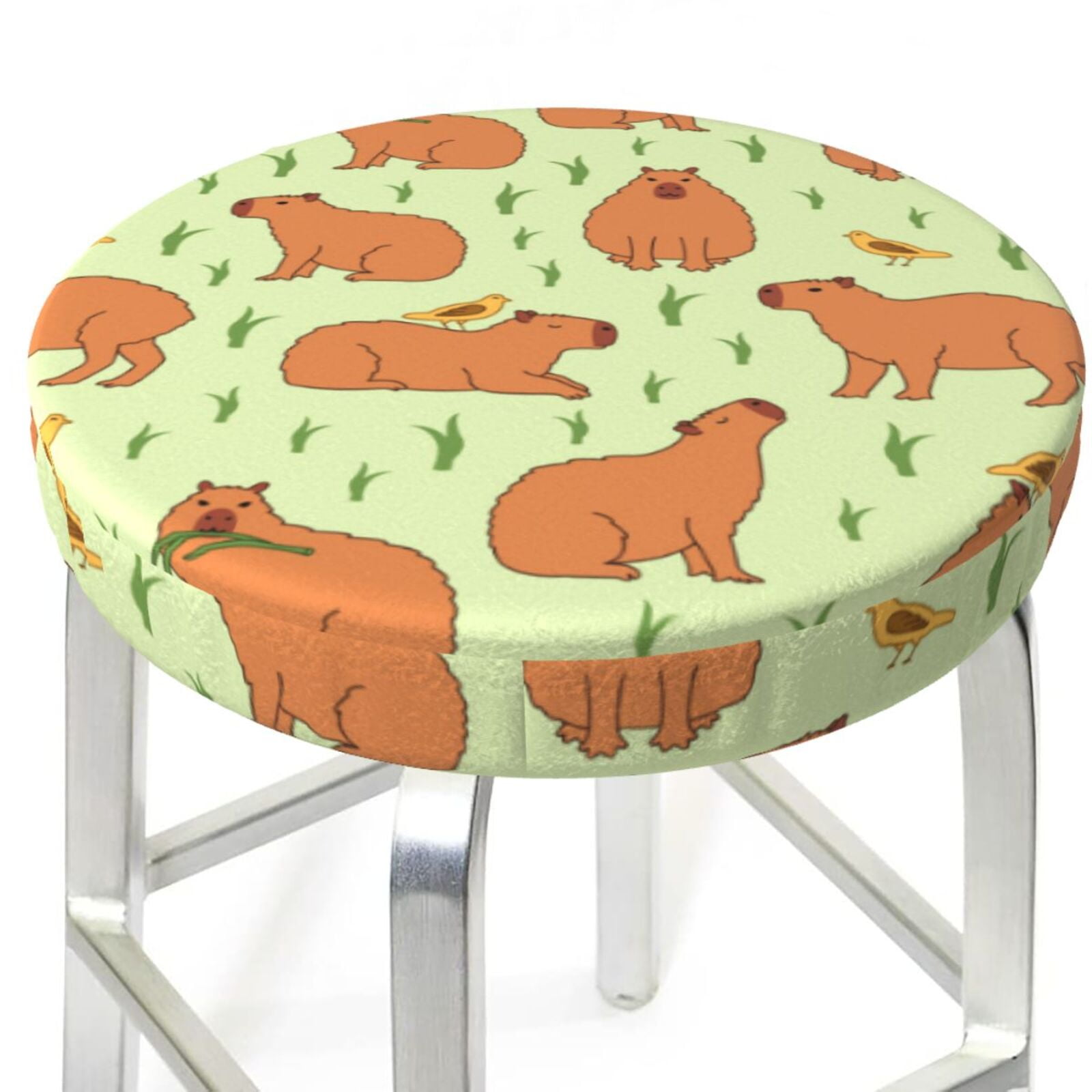 Capybaras Grass Round Bar Stool Covers, Soft Velvet Bar Stool Seat ...