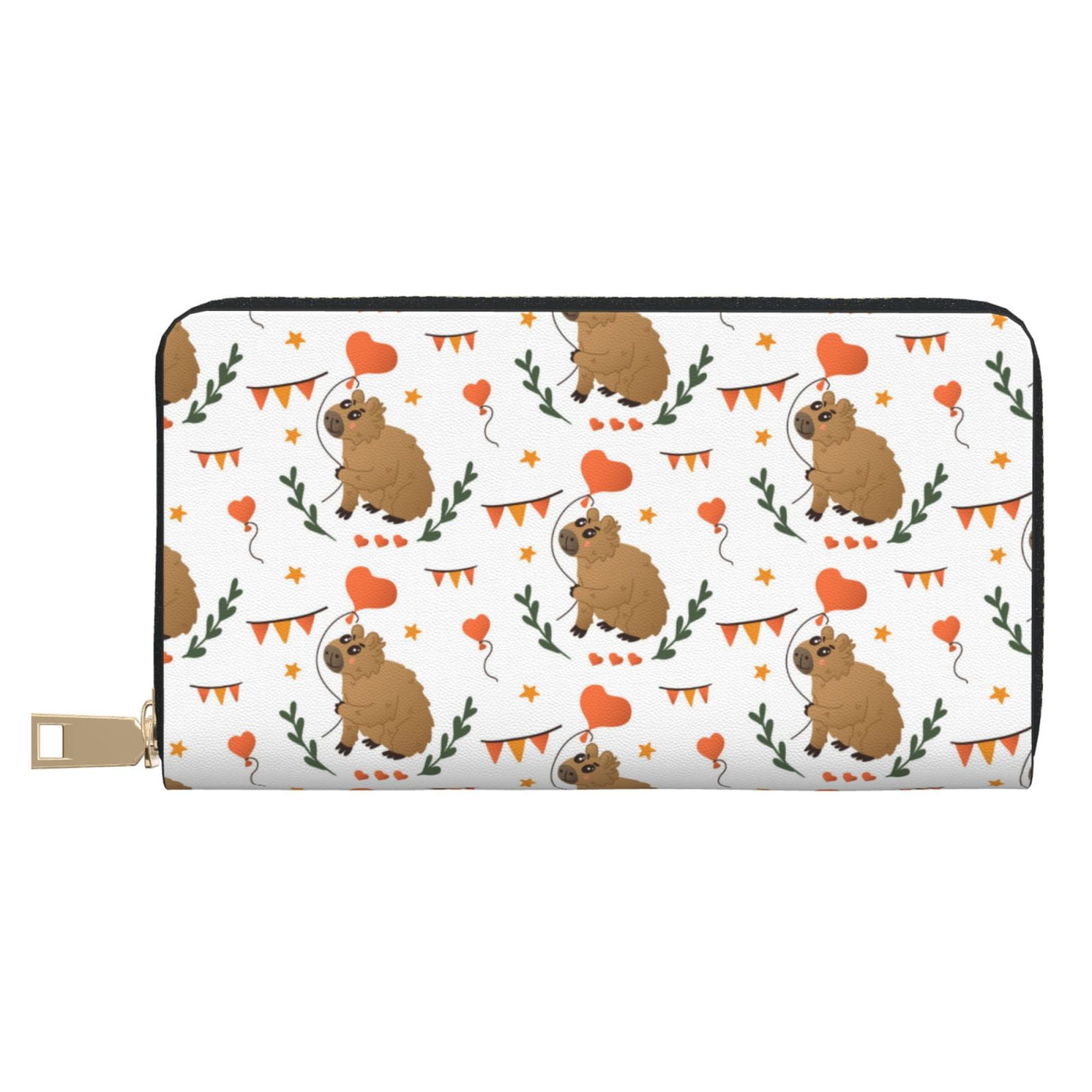 Capybaras Heart Balloons Wallet Women, Leather Bifold Multi Card Wallet ...