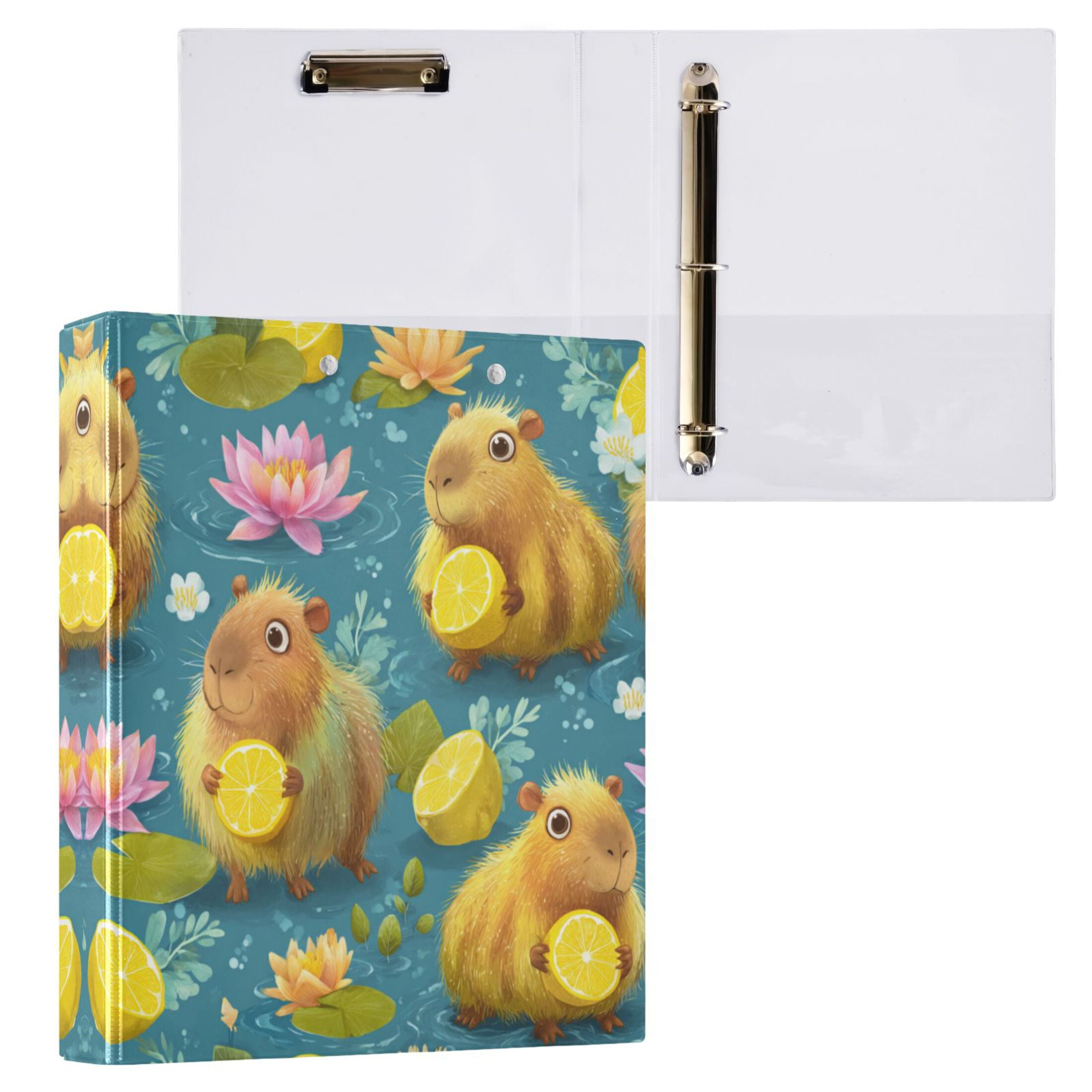 Capybaras Holding Lemons 3 Ring Hardcover Binders 1.5in Round Rings for ...