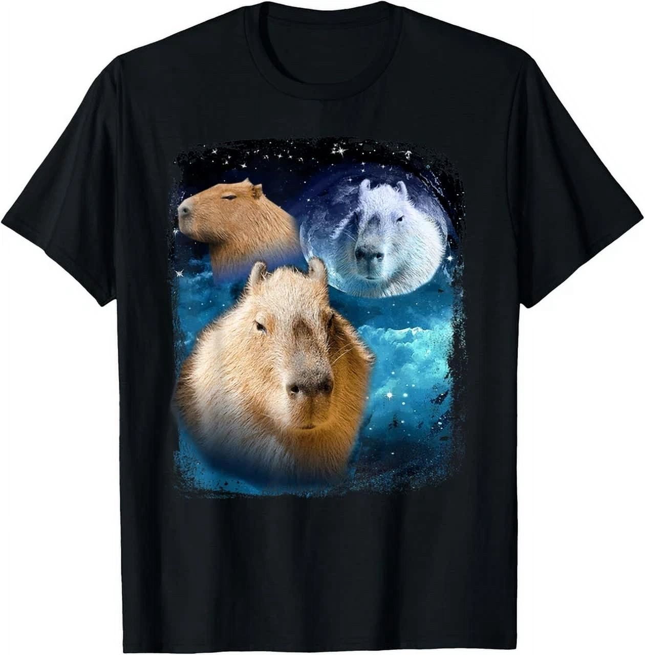 Capybaras Howling At The Moon Funny Capybara Vintage T-Shirt Unisex S ...