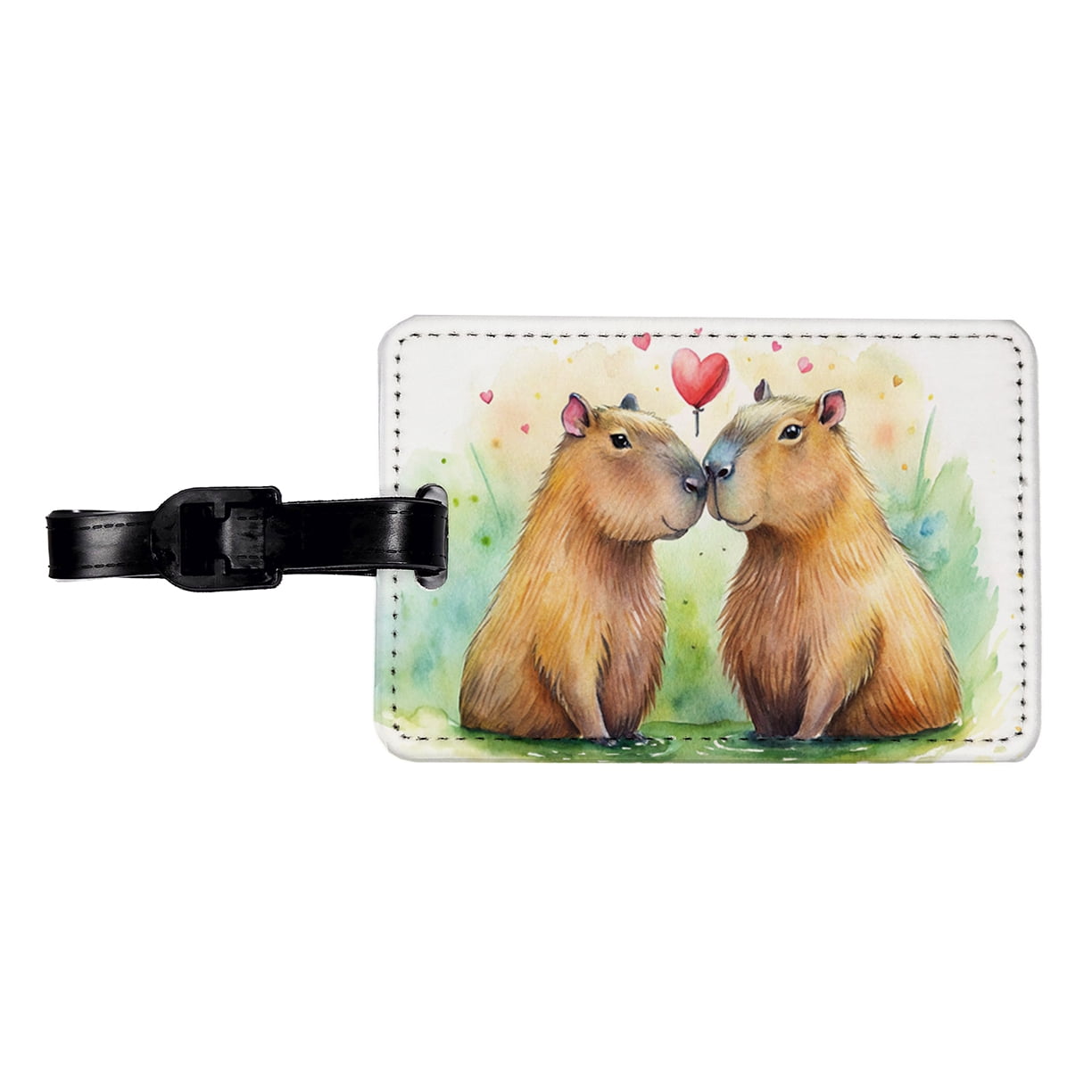 Capybaras In Love Valentine's Day Faux Leather Travel Luggage Tag ...