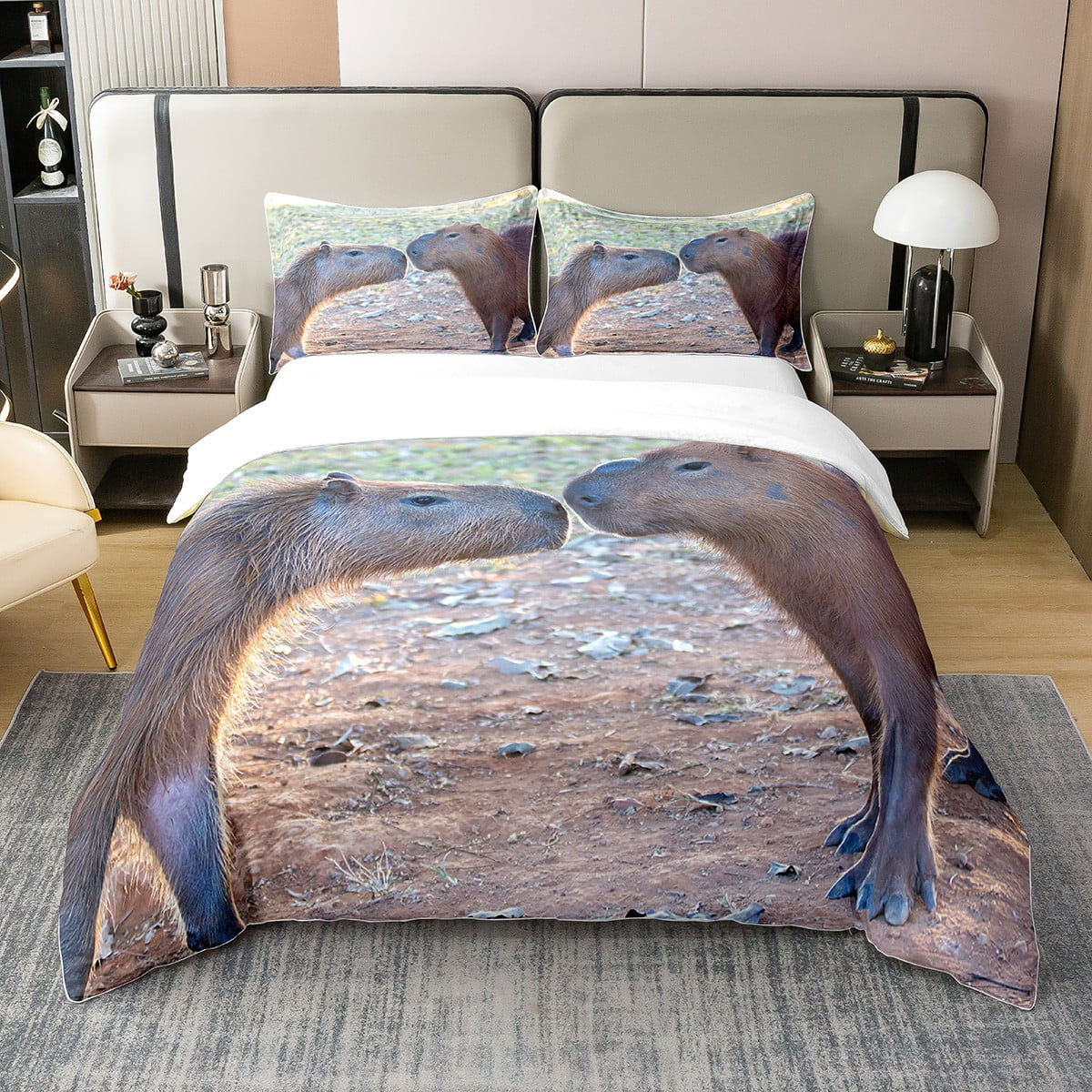 Capybaras Kawaii 100% Cotton Bedding Set Queen for Boys Girls Kids,Cute ...