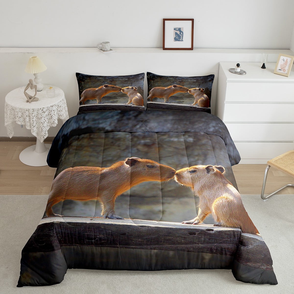 Capybaras Kawaii Bedding Set King for Adult Boys Girls,Cute Relaxing ...