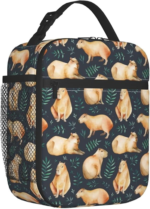 Capybaras Leaf Lunch Box Insulated Thermal Reusable Lunch Bag Cooler ...
