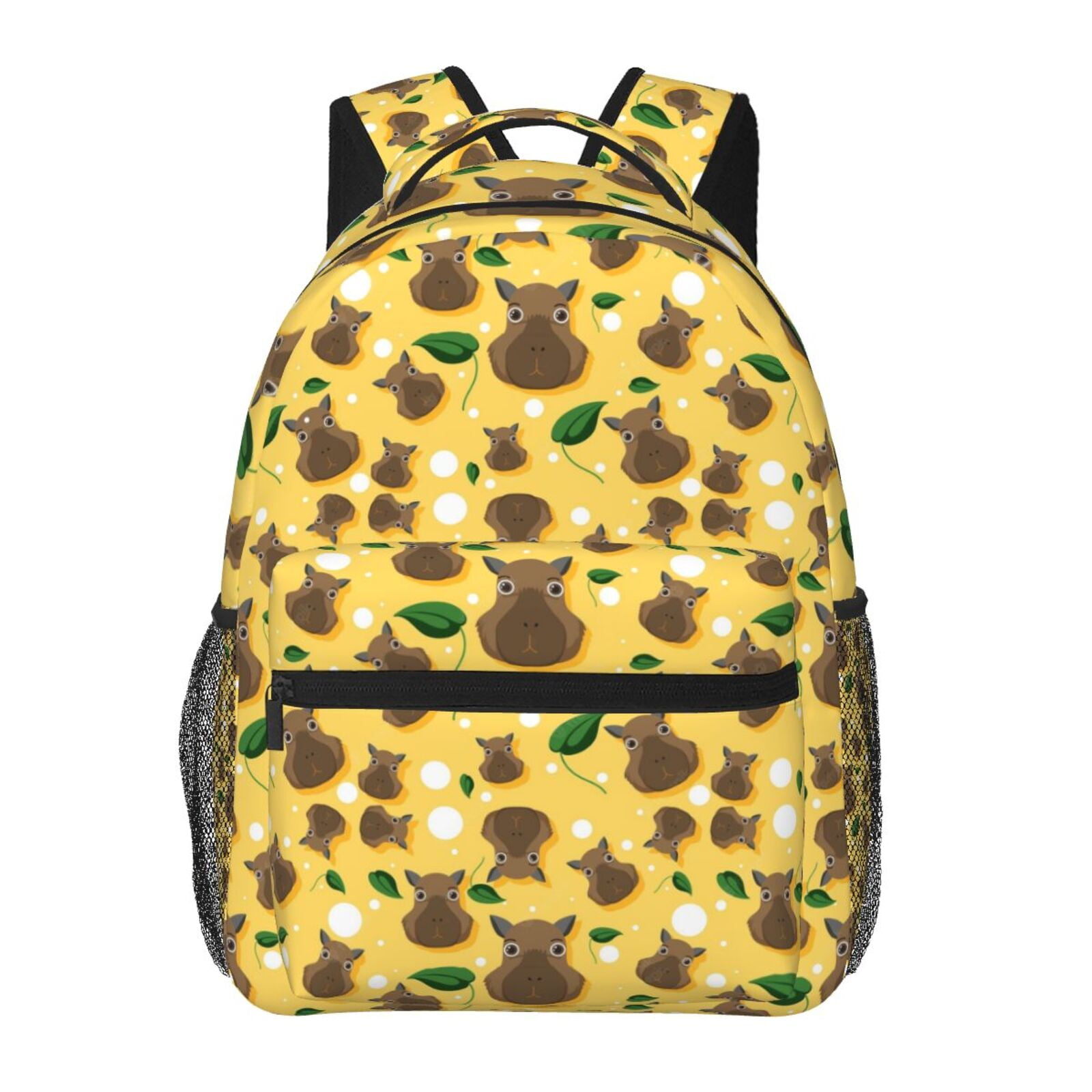 Capybaras Leaf Pattern Backpack for Men Women Laptop Backpack Hiking ...