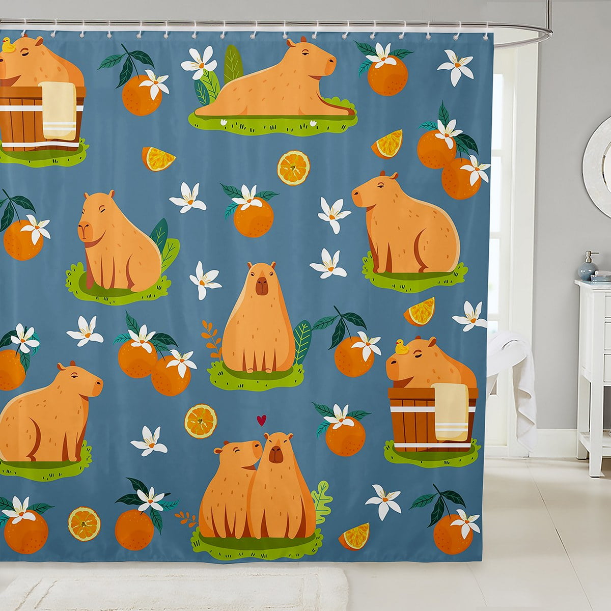 Capybaras Shower Curtain for Capybara Lovers, Cute Wild Rodent Animals ...