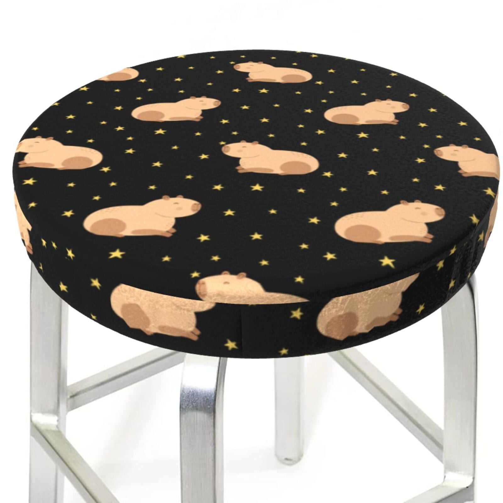 Capybaras Star Round Bar Stool Covers, Soft Velvet Bar Stool Seat ...