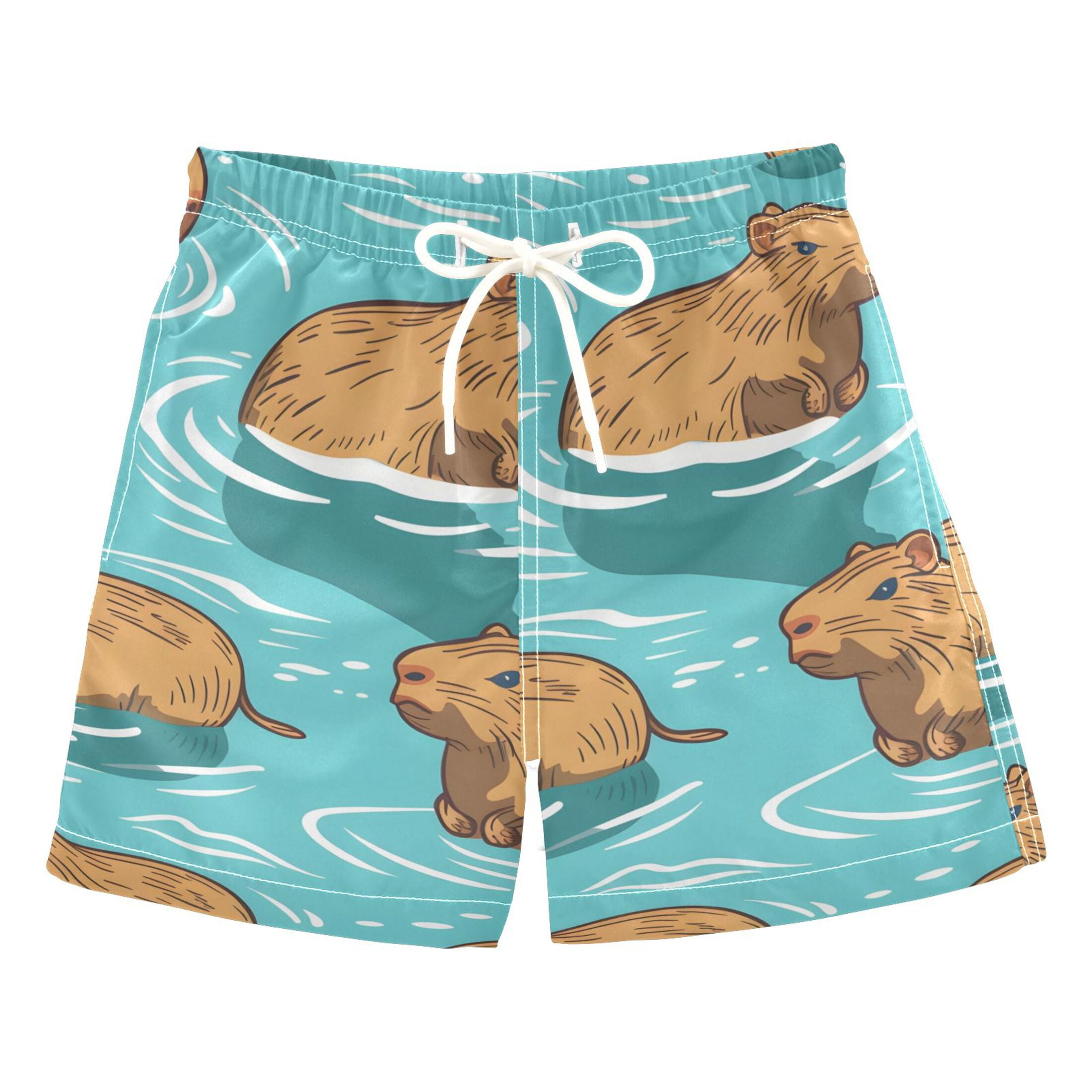 Capybaras in Water Boys' Swim Trunks Board Shorts Beach Pants Bathing ...