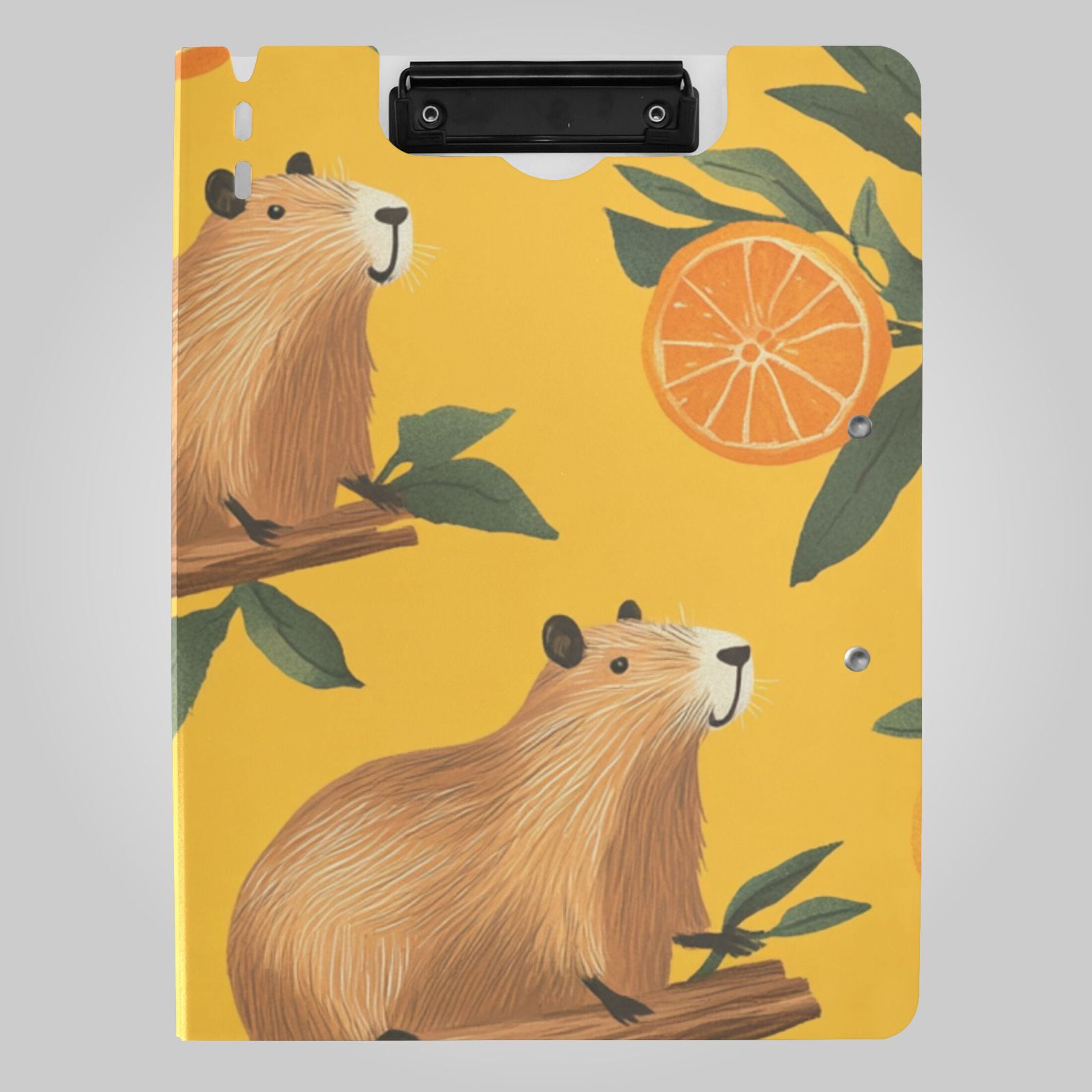 Capybaras with Oranges Cartoon Foldable Binder Folder Clipboard with ...
