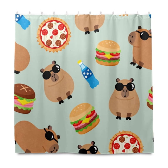 Capybarba and Food Pattern Shower Curtain Liners Waterproof 72 Inch ...