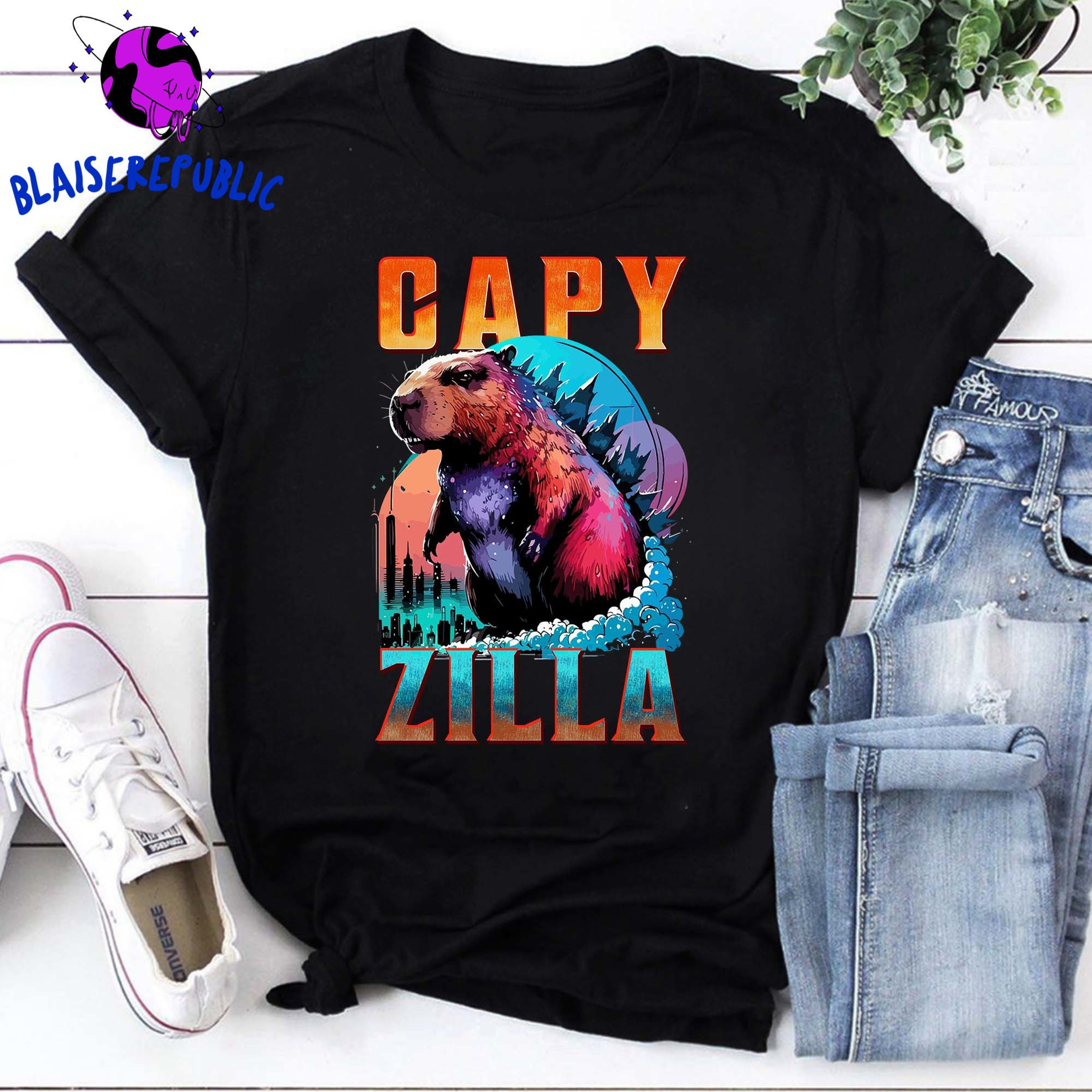Capyzilla Shirt, Funny Capybara Shirt, Capybara Lover Tee, Kawaii ...