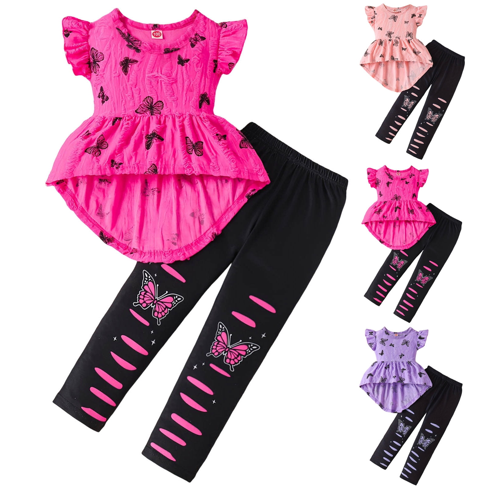 Caqnni 3-4 Years Girls Pajama Set Two Piece Shorts Set Baby Girl Summer ...