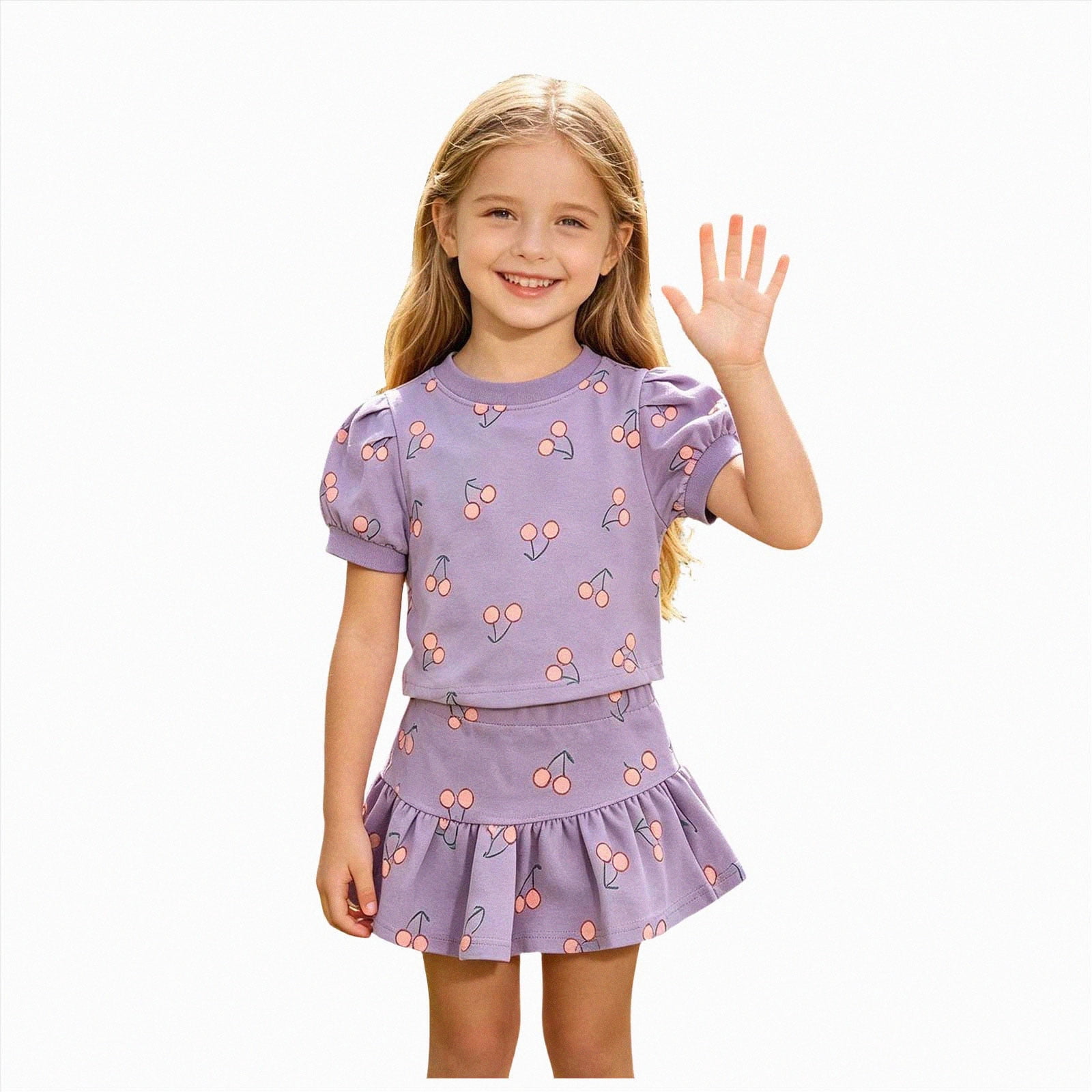 Caqnni 4-5 Years Baby Teen Girls Outfits&Set Short Sleeved Overskirt ...