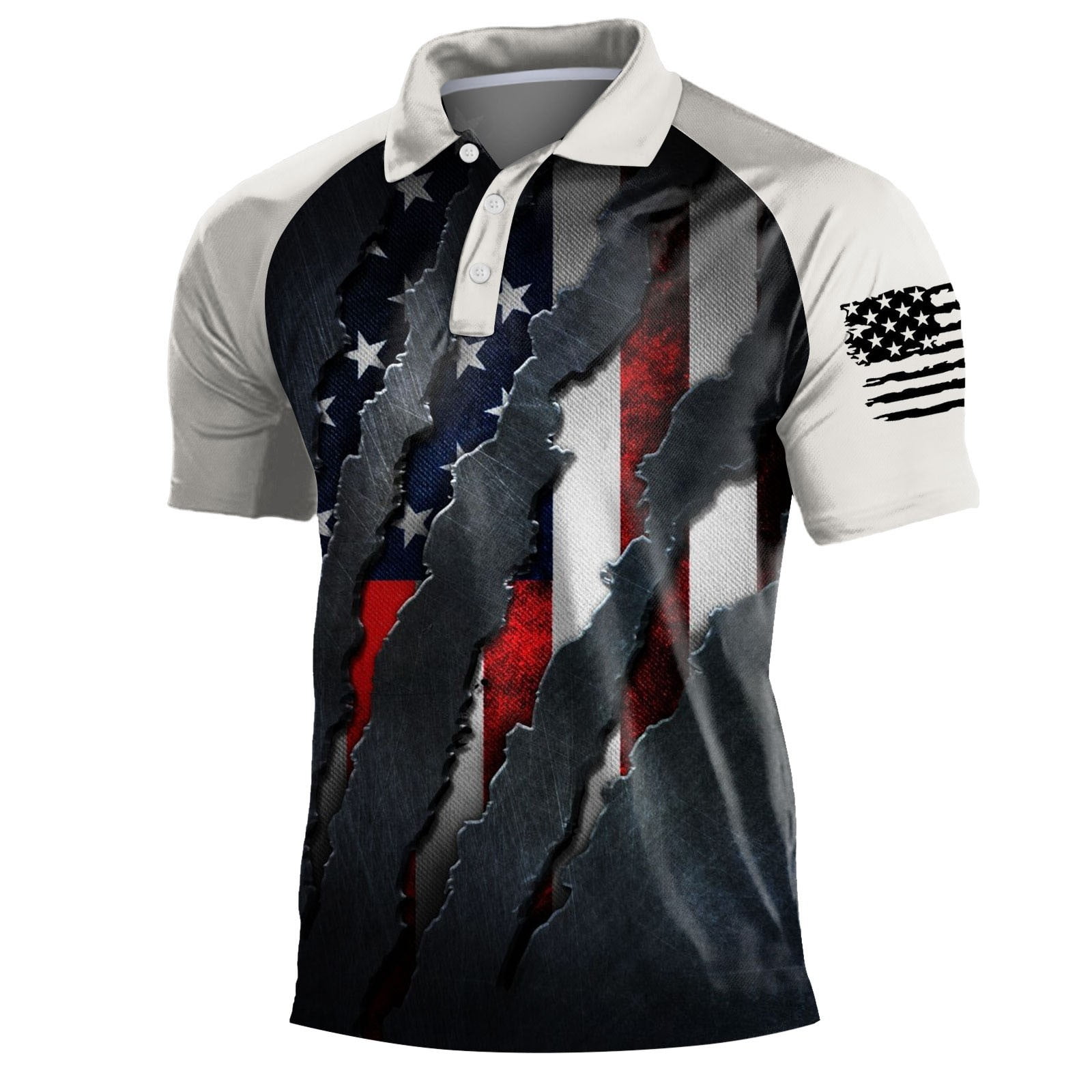 Caqnni 4th of July Mens Casual Polo Shirts American Flag Short Sleeve ...