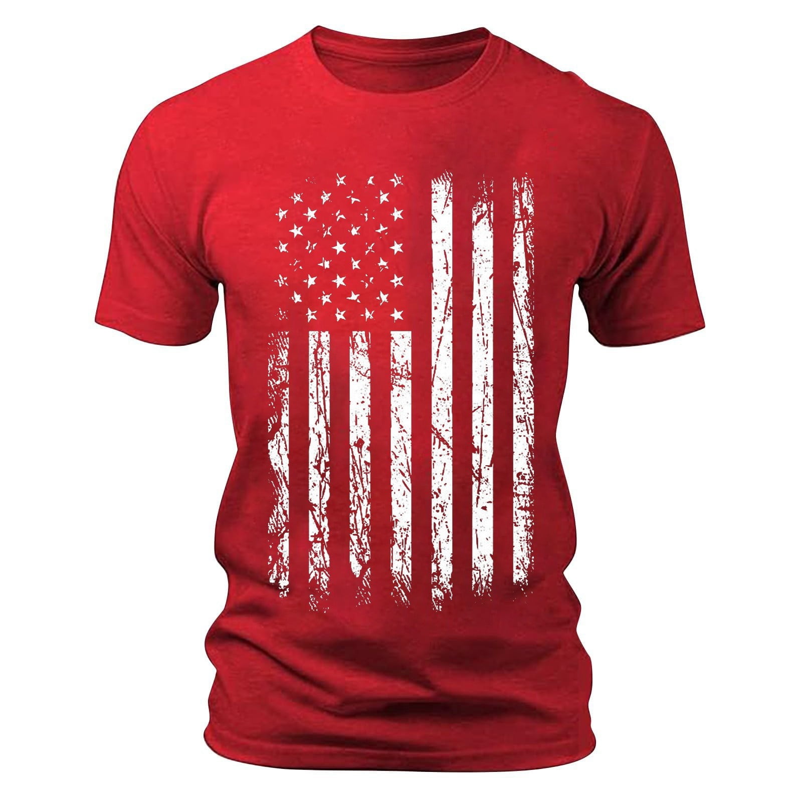 Caqnni 4th of July Tops for Men's Vintage American Flag Printed T-Shirt ...