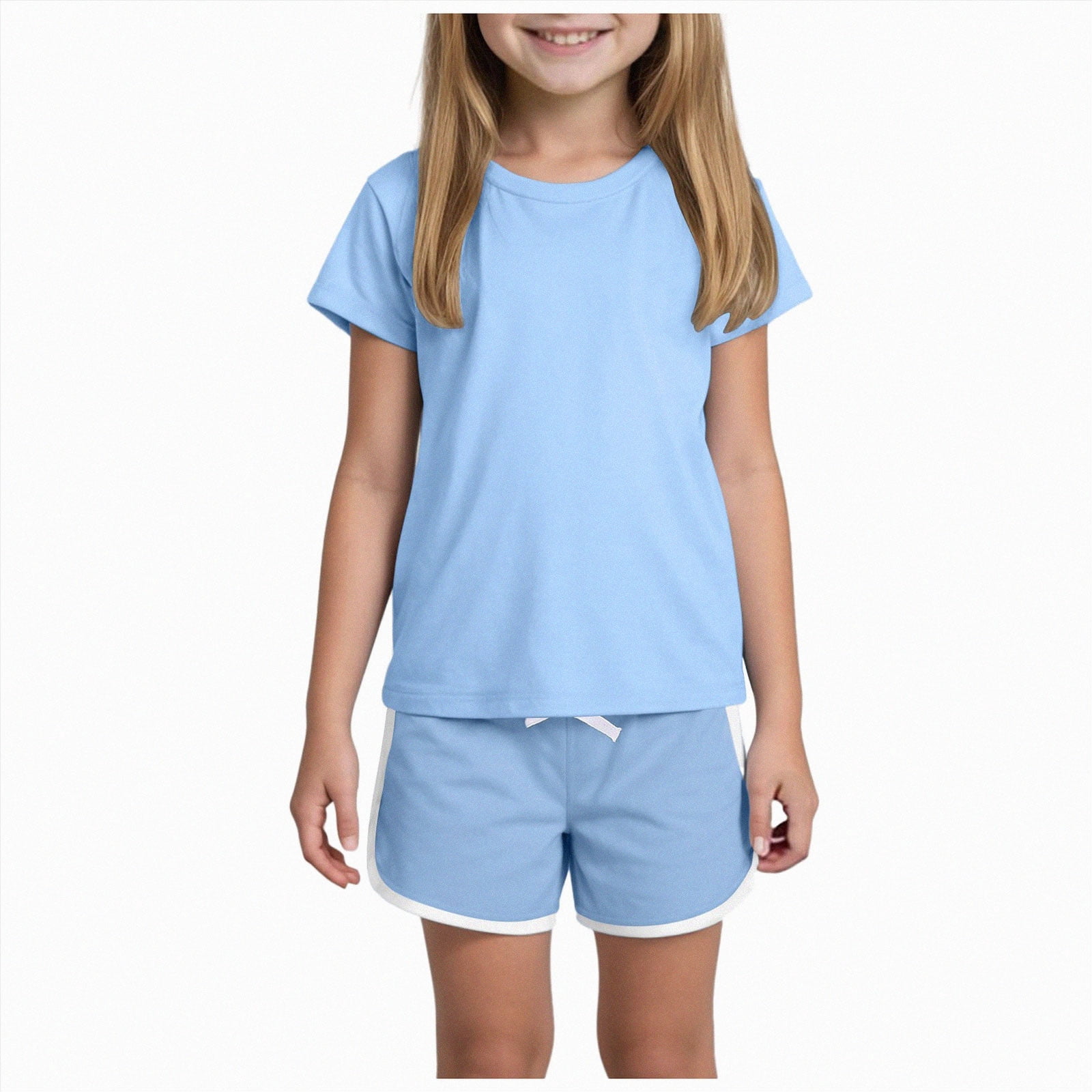 Caqnni 5-6 Years Boys Teen Girls T Shirt Shorts Set Sports Two Piece ...