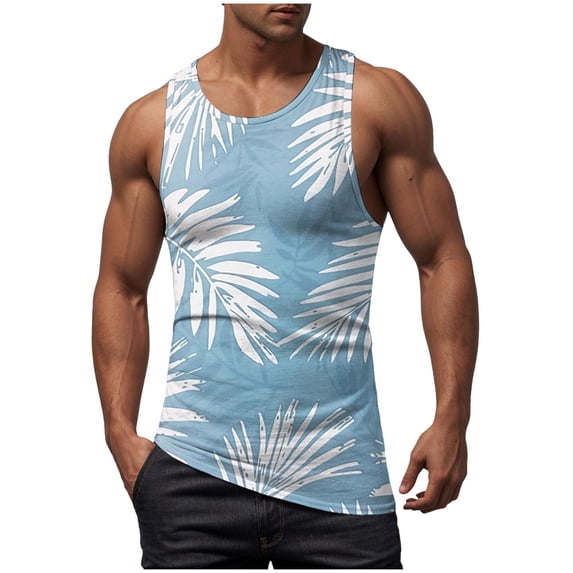 Caqnni Adult Men's Basic Undershirt Tank Top Athletic Sleeveless Tee ...