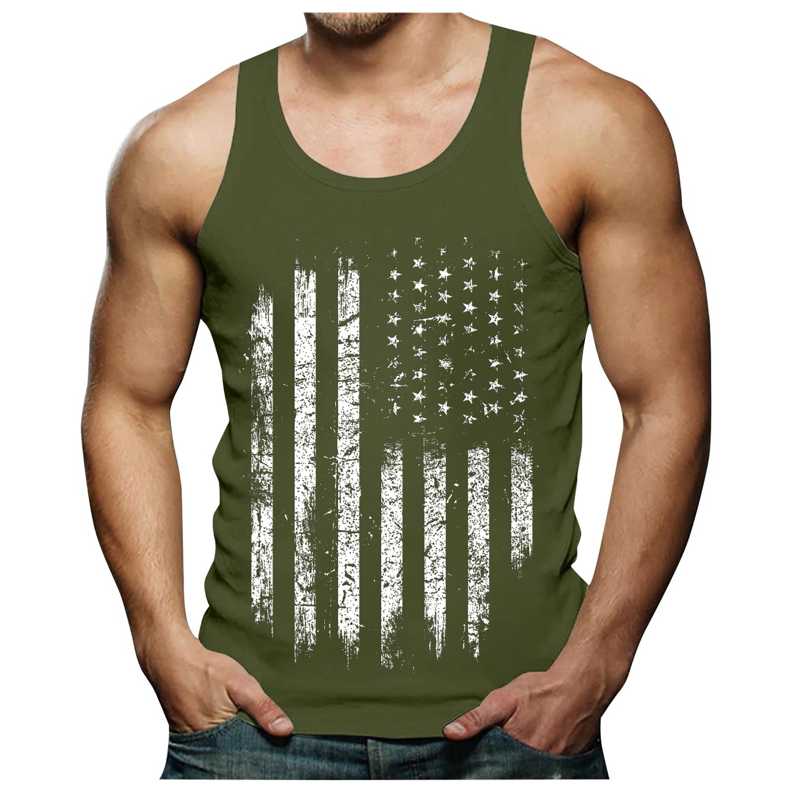 Caqnni American 1776 Tank Top Shirtst Men American Flag Patriotic Short ...
