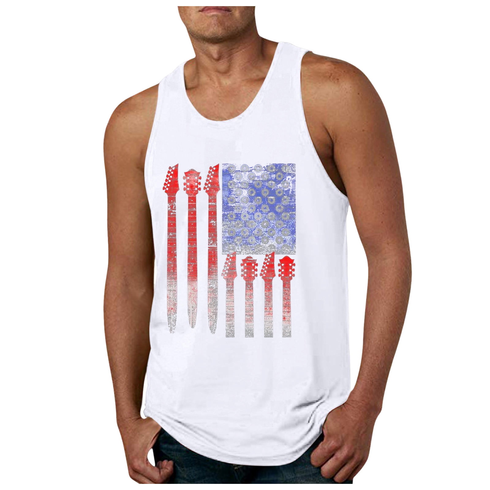 Caqnni American 1776 Tank Top Shirtst Men American Flag Patriotic Short ...