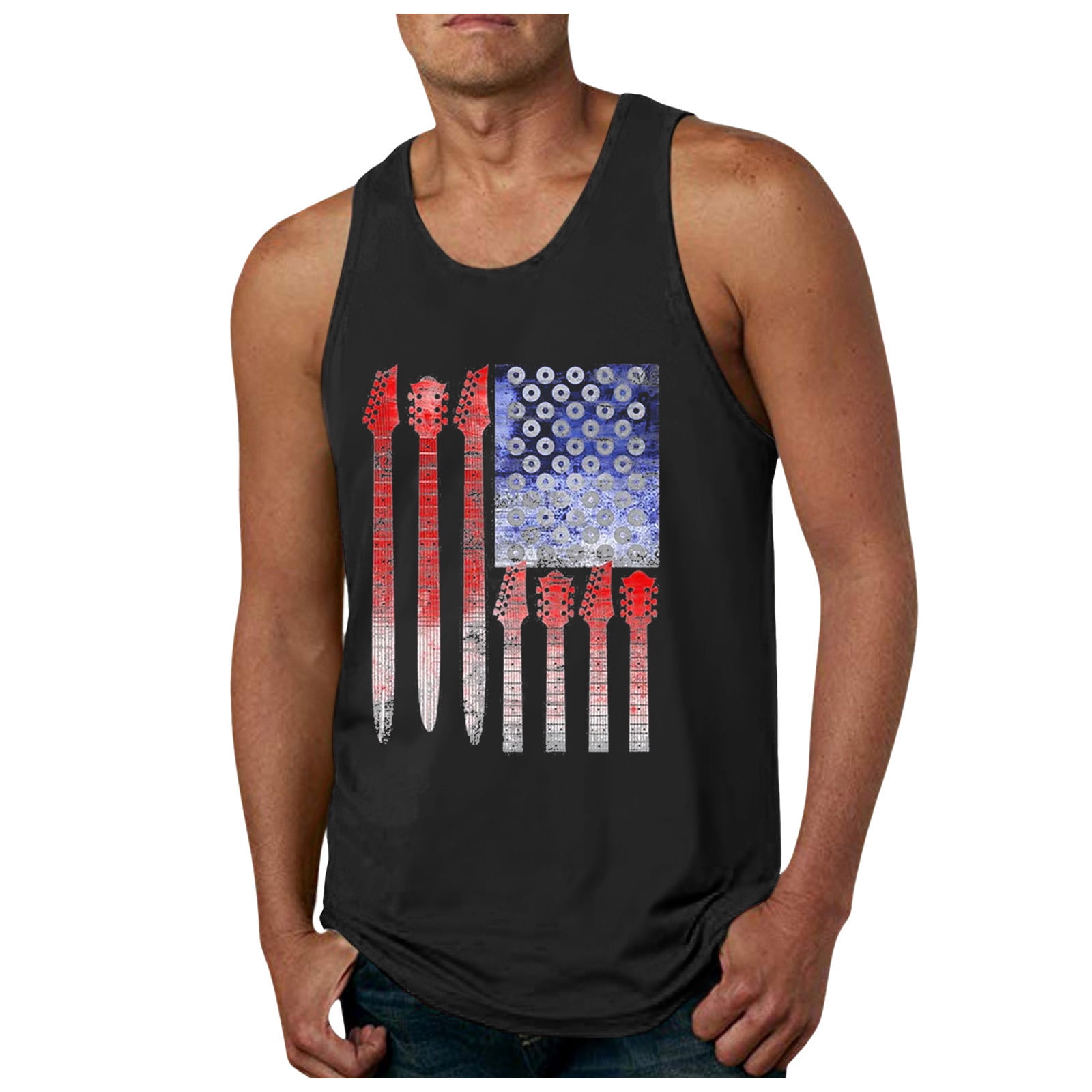 Caqnni American 1776 Tank Tops Sleeveless Shirts Men American Flag ...