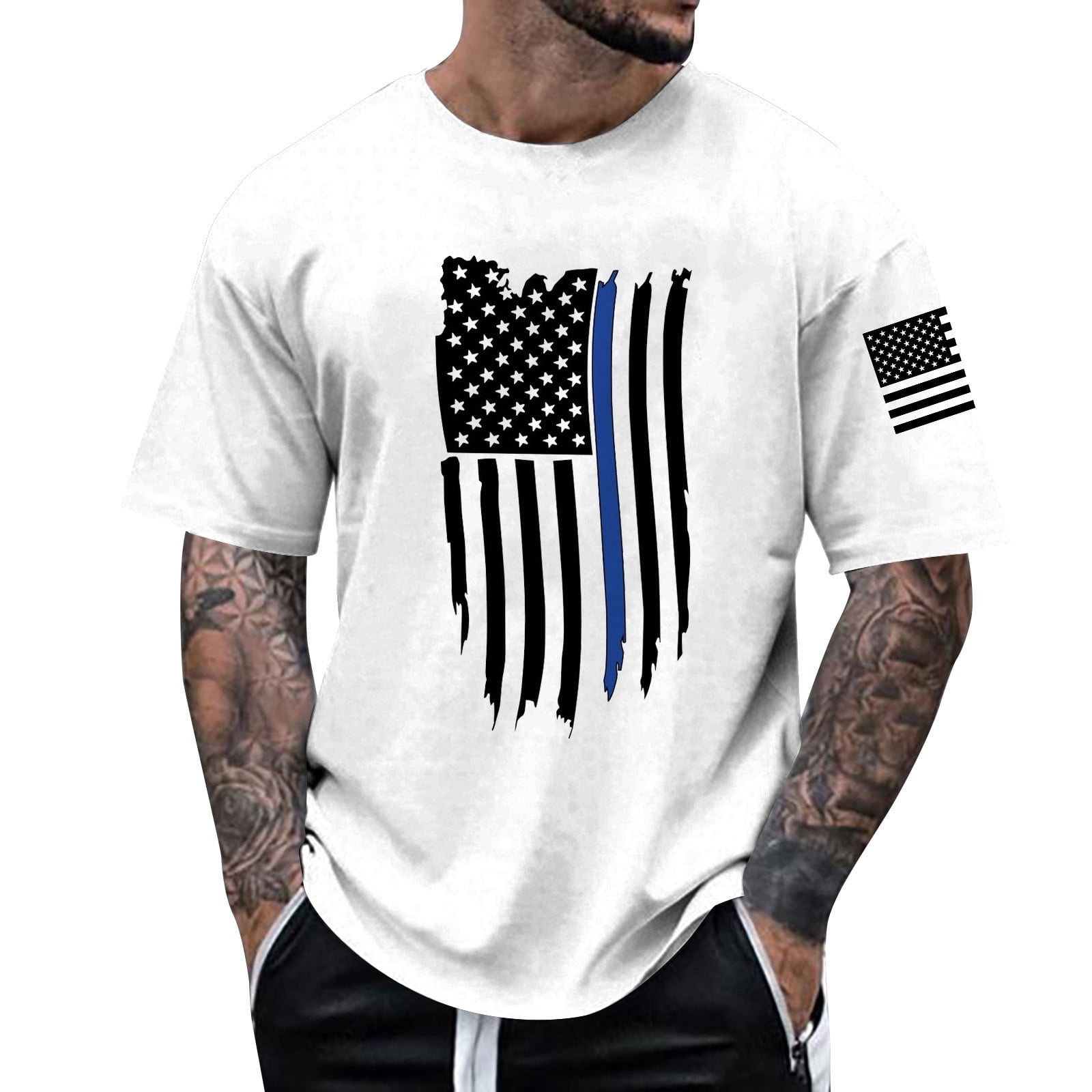 Caqnni American Flag T Shirts for Men Stars and Stripes Patriotic ...