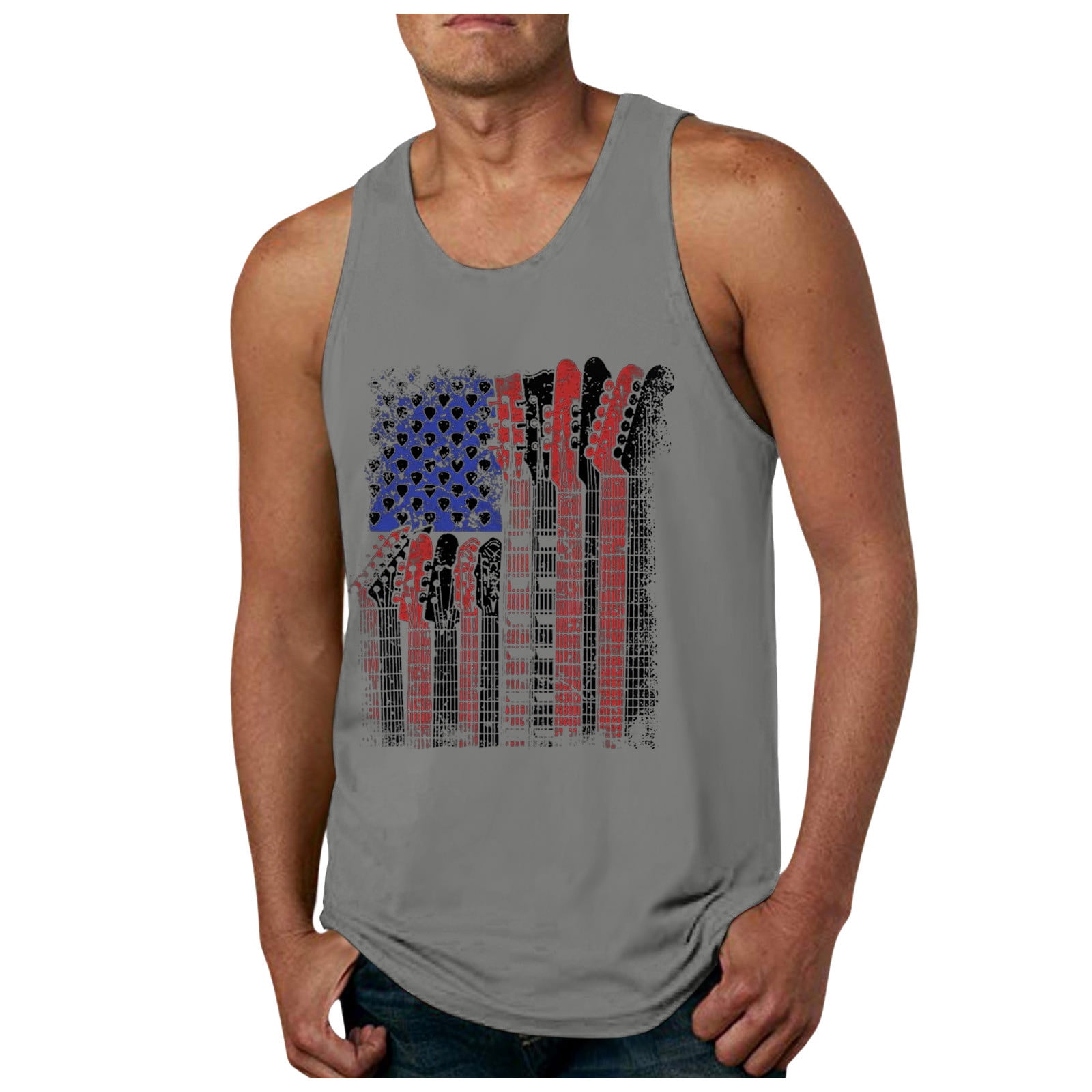 Caqnni American Flag Tank Top Mens 4th of July Shirt Patriotic USA ...