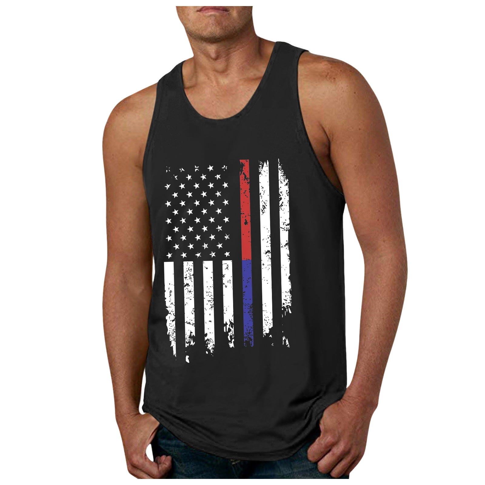 Caqnni American FlagTank Tops Mens USA Sleeveless Shirts for Men 4th ...
