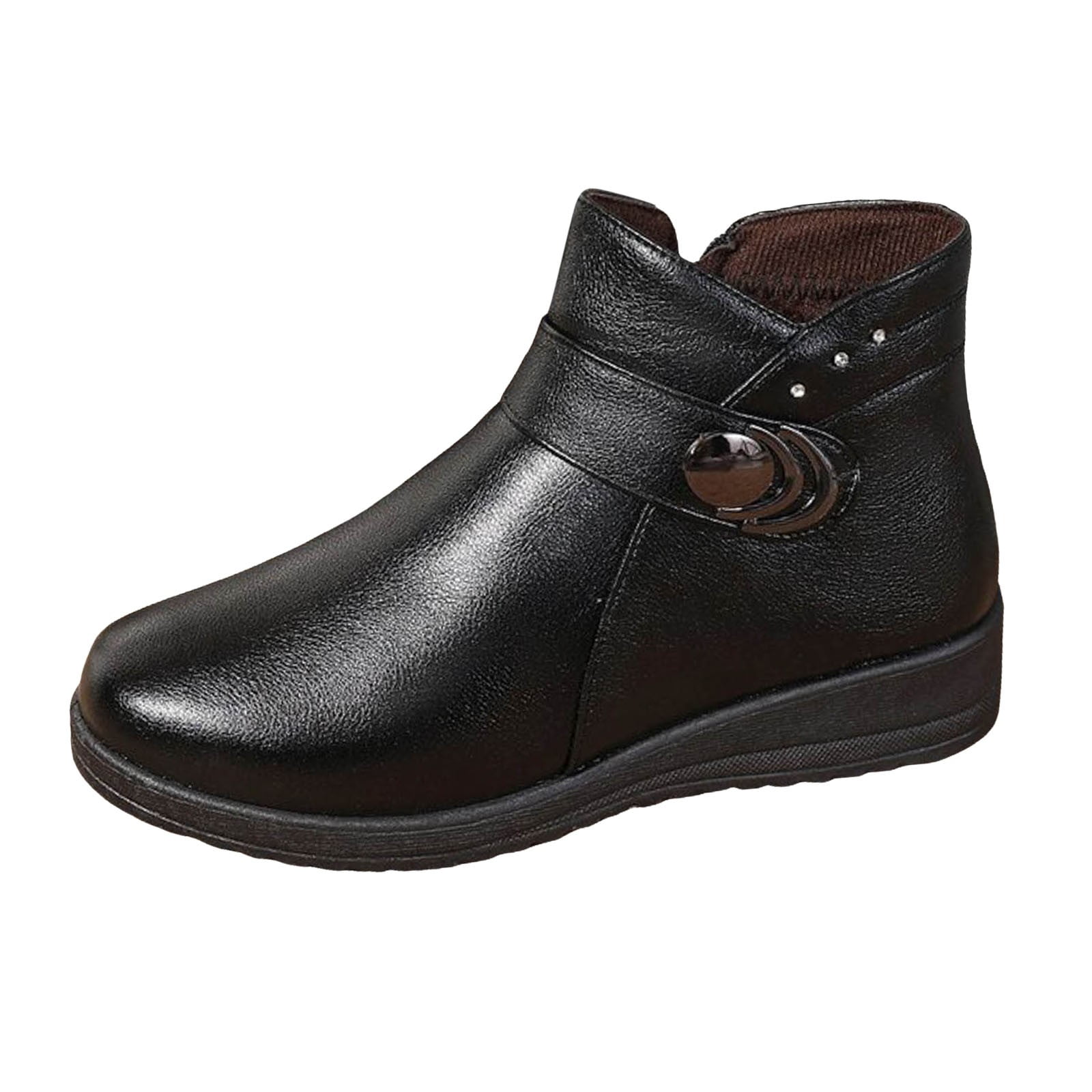 Caqnni Ankle Boots for Women- Fashion Casual Retro Solids Short Ankle ...