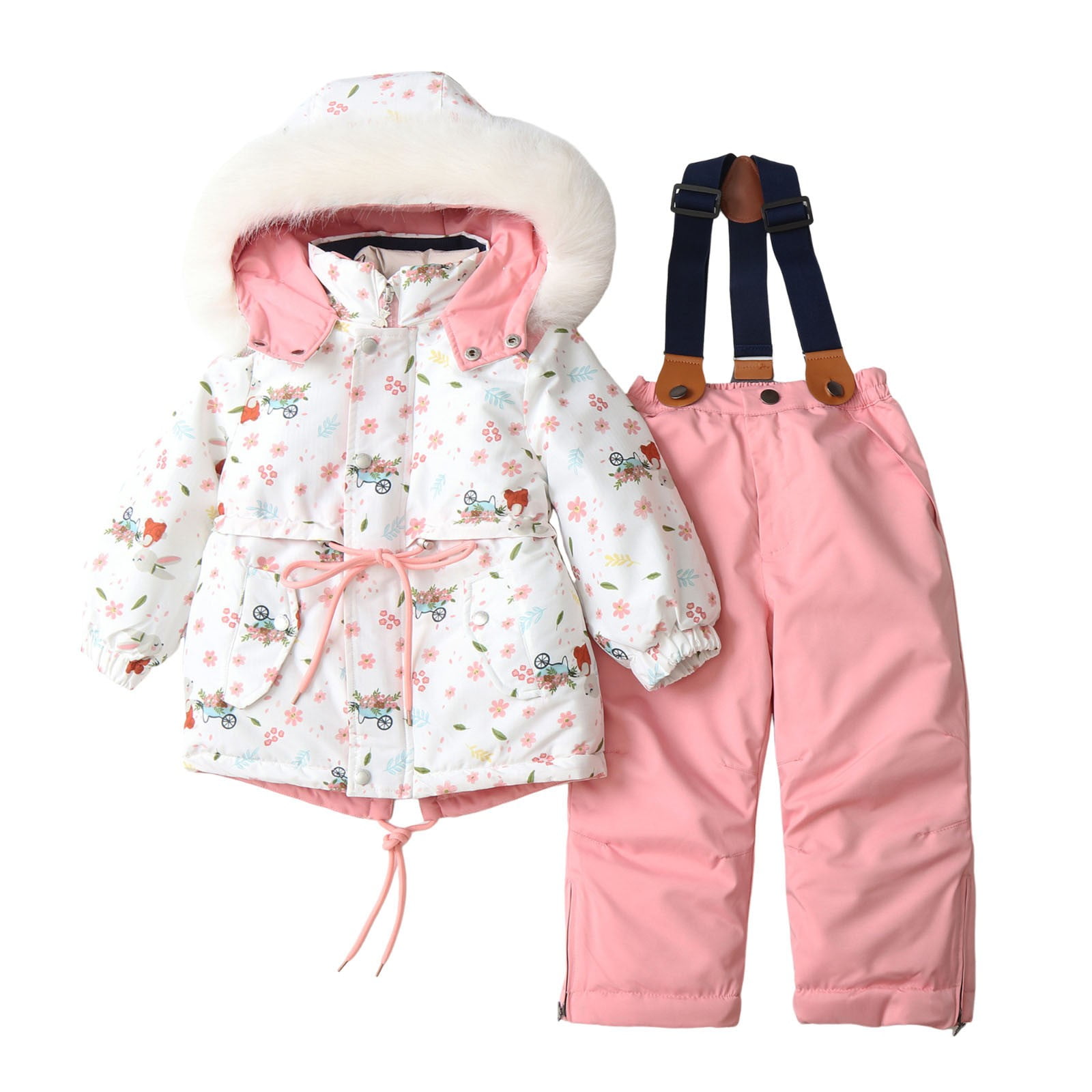 Caqnni Baby Boys Girls Kids Hooded Down Jacket Coat And Ski Bib Pants Snowsuit Winter Warm ...