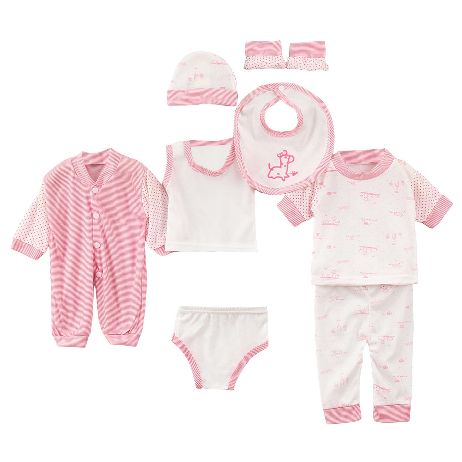 Caqnni Baby Clothing Set 8pcs Baby Boy Girl Boy Tops+Hat+Pants +Bib ...