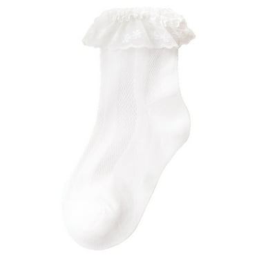 Cute Little Girl's Jefferies Socks White Cotton Lace Trim Ruffle Tutu ...