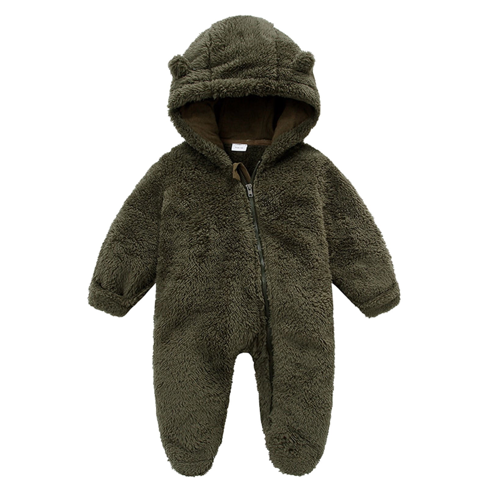 Caqnni Baby Polar Fleece Jacket Hooded Romper Winter Outwear Jumpsuit Snowsuit Bear Ear Outfits ...