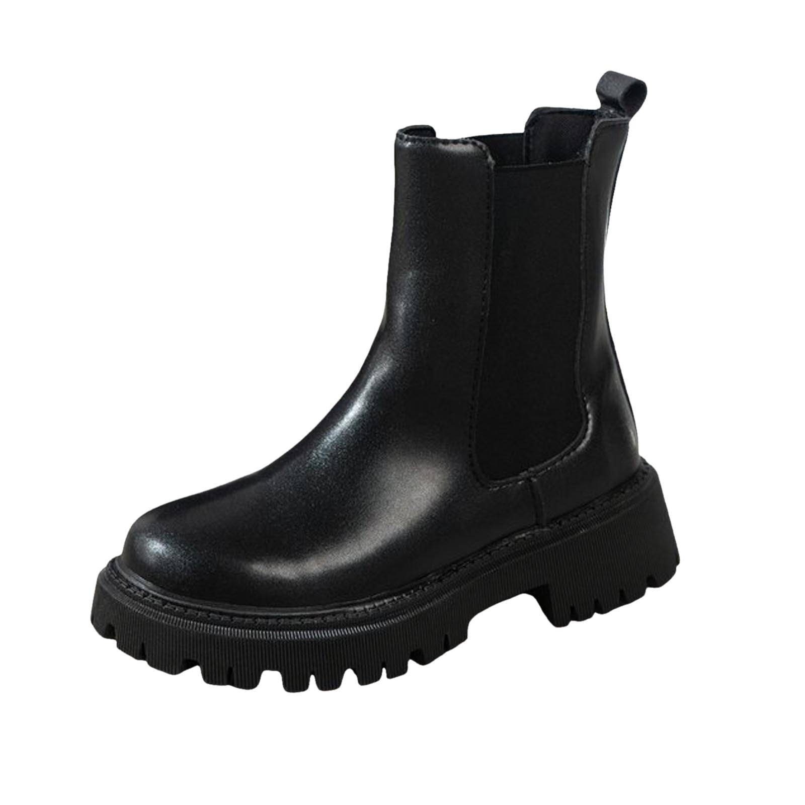 Caqnni Boots Women Fall Ankle Boots Low Heel Round Toe with Inside ...