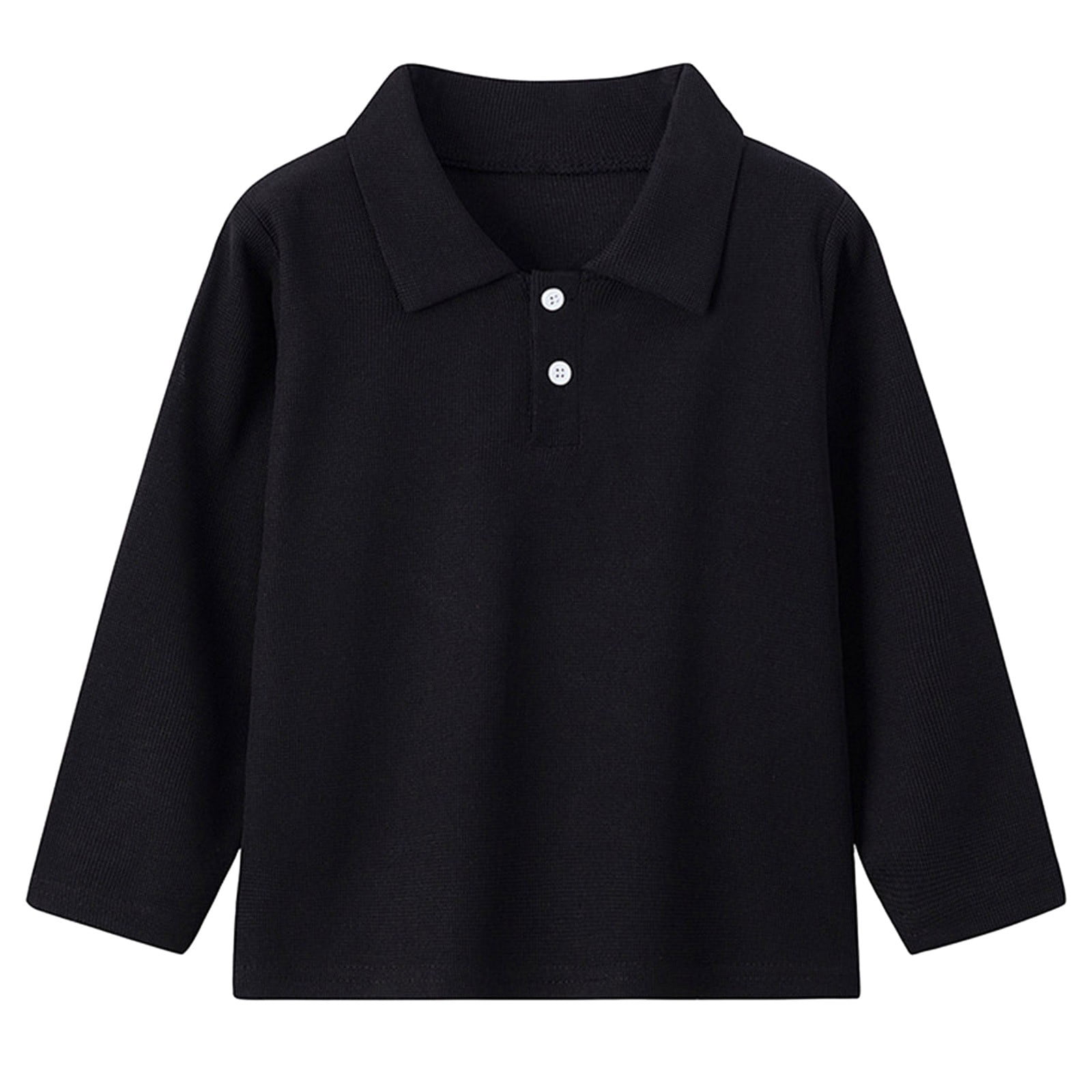 Caqnni Boys Dress Polos Black Long Sleeve Polo Boys Boys' Long Sleeve ...