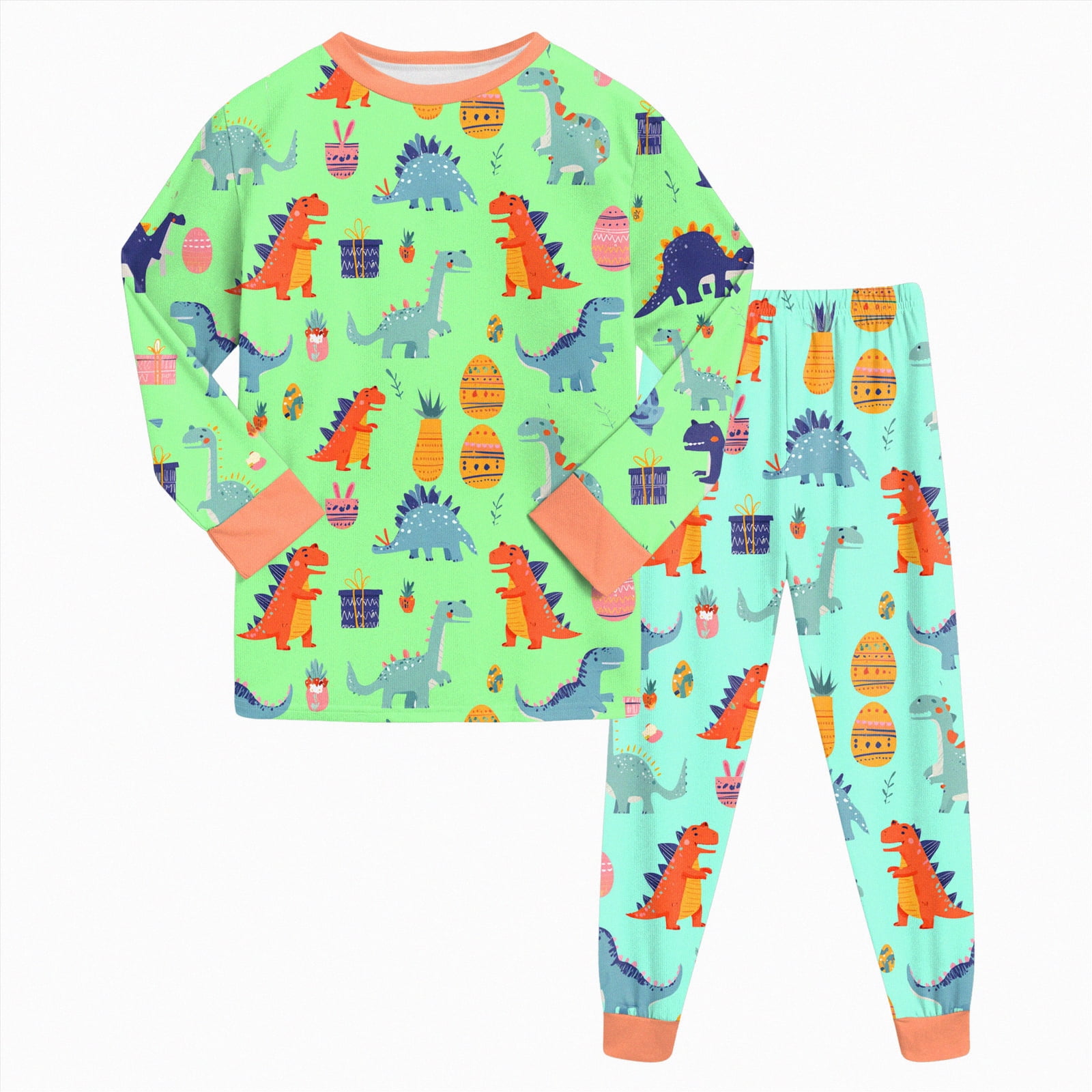 Caqnni Easy Wear Kids 2 Piece Set Simple Pull-On Crewneck Long Sleeve ...